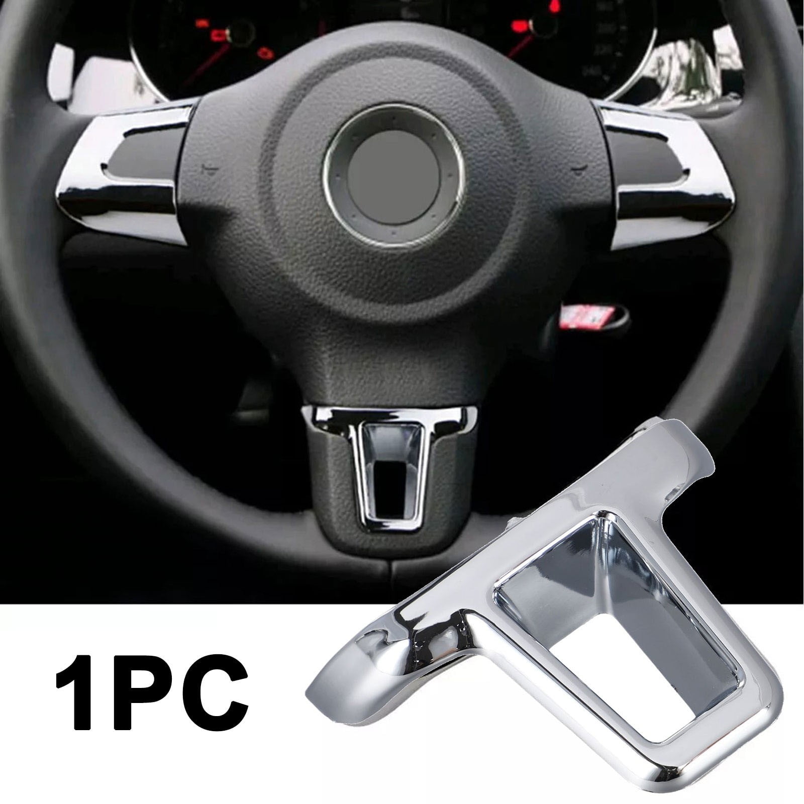 Huanke-Chrome Car Steering Wheel Sticker Cover Sequin Trim for Golf 6 ...