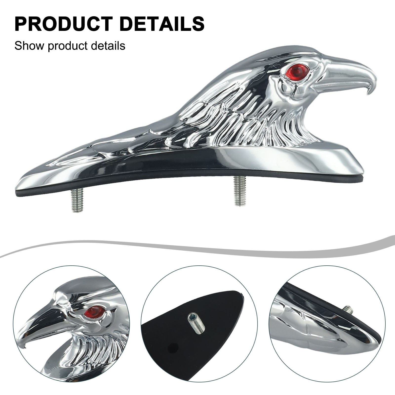 Huanke-Chrome Eagle Head Shape Design Front Fender Frame Ornament Front ...