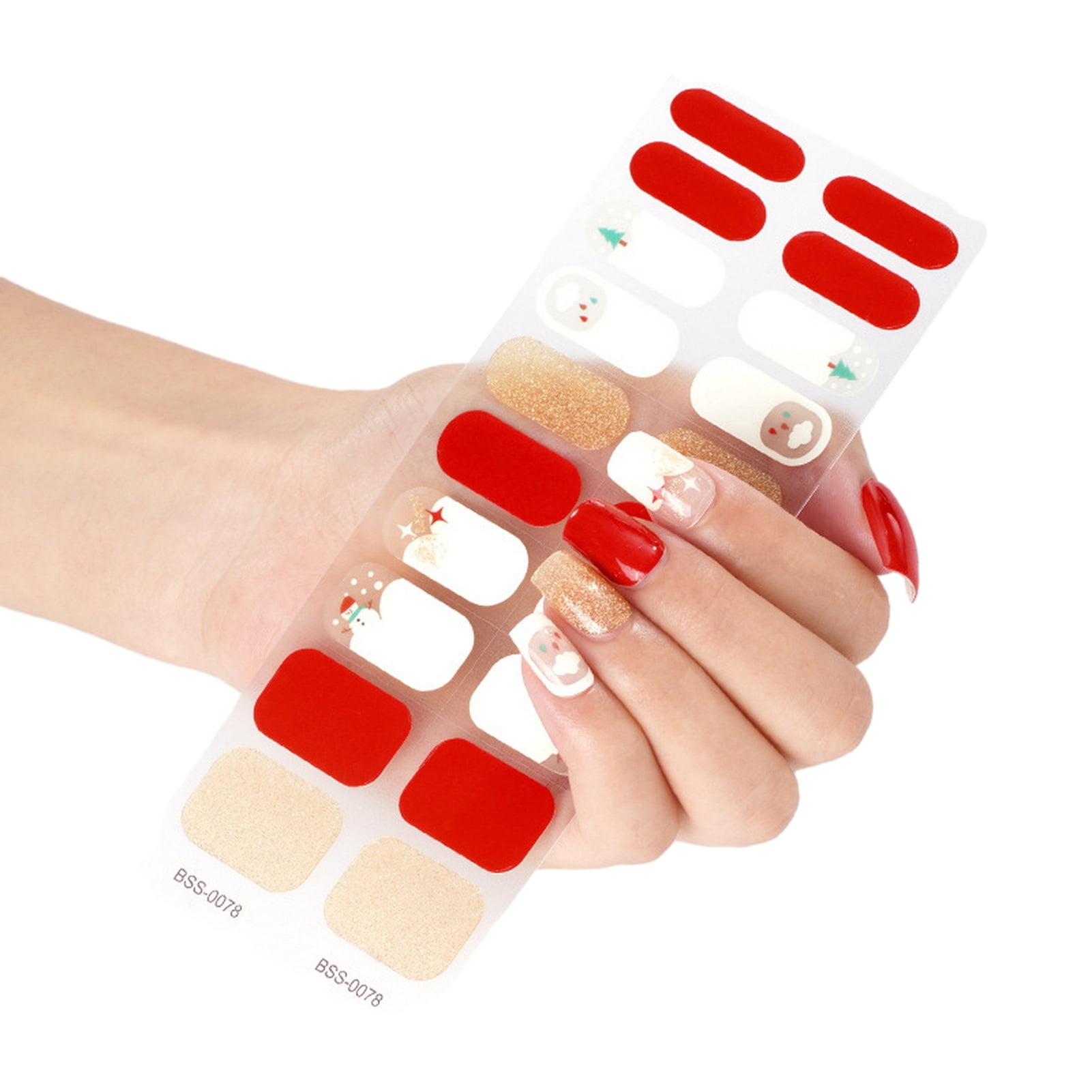 Huanledash 1 Set Semi Cured Gel Nail Strip with Nail File Prep Pad ...