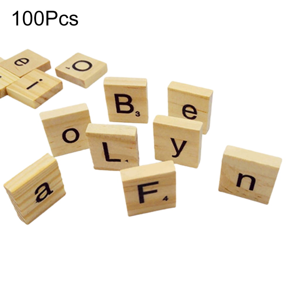 Huanledash 100 Pcs Wooden Alphabet Tiles English Letters DIY Wood ...