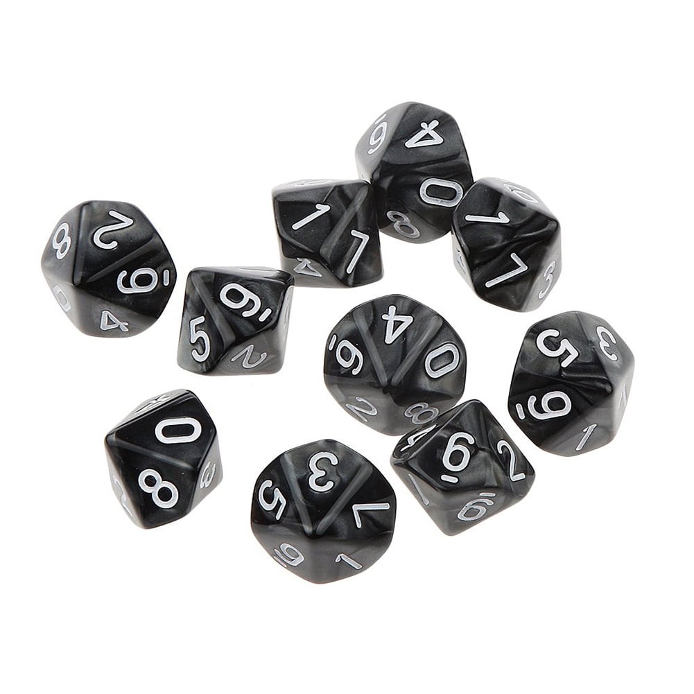 Huanledash 10Pcs Multi-sided Solid Color TRPG Game D10 Polyhedral Dice ...