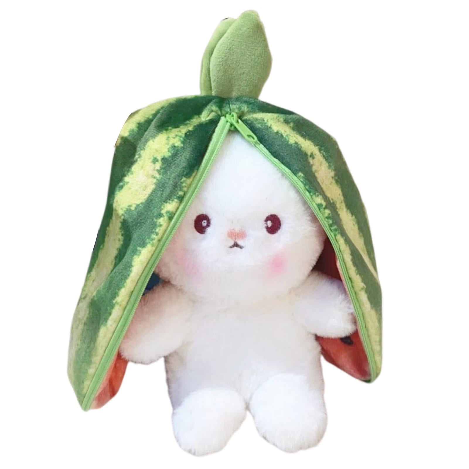 Huanledash 18cm Rabbit Plush Toy with Zipper Watermelon Pineapple Kiwi ...