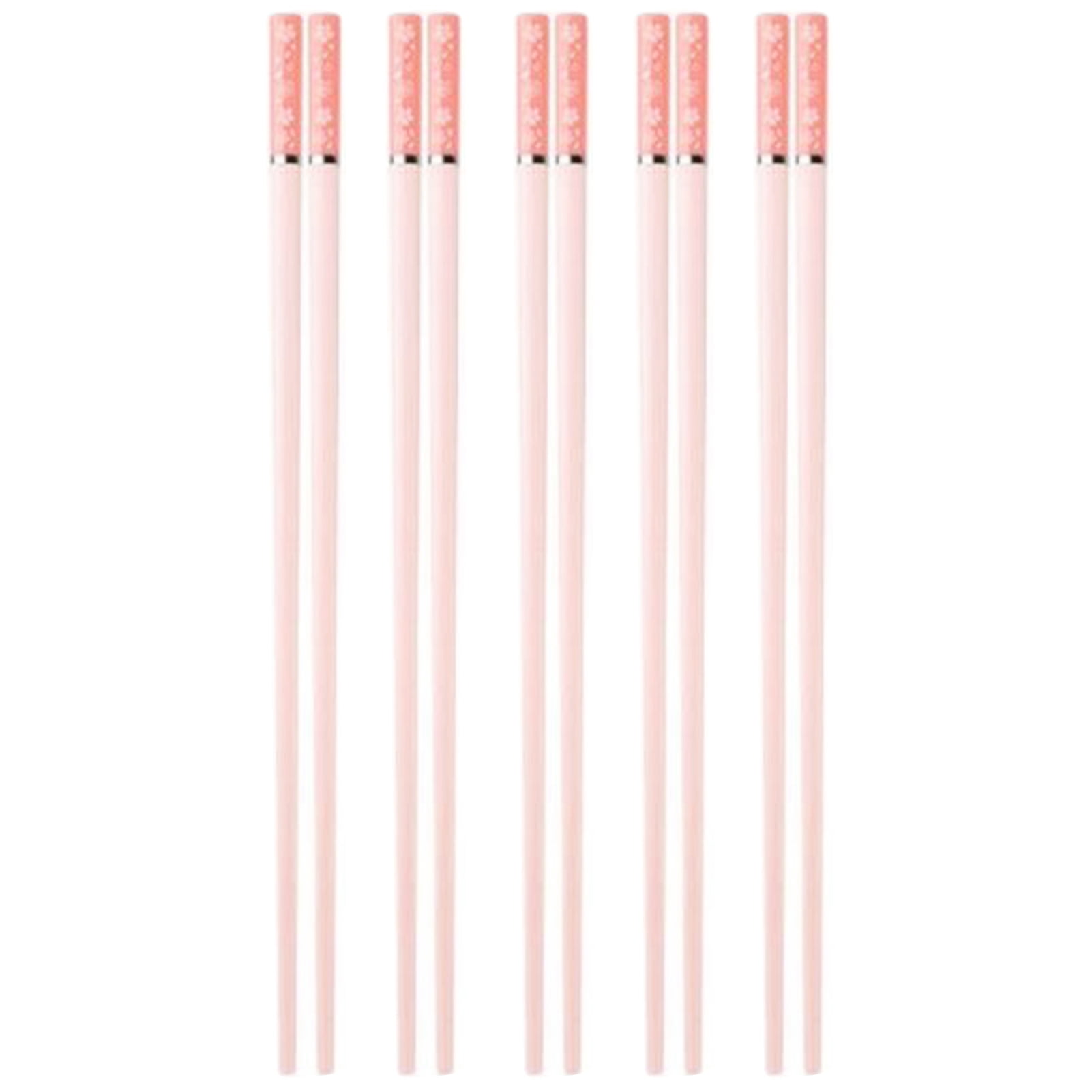 Huanledash 5 Pairs Food Chopsticks Heat Resistant Lightweight Pink ...