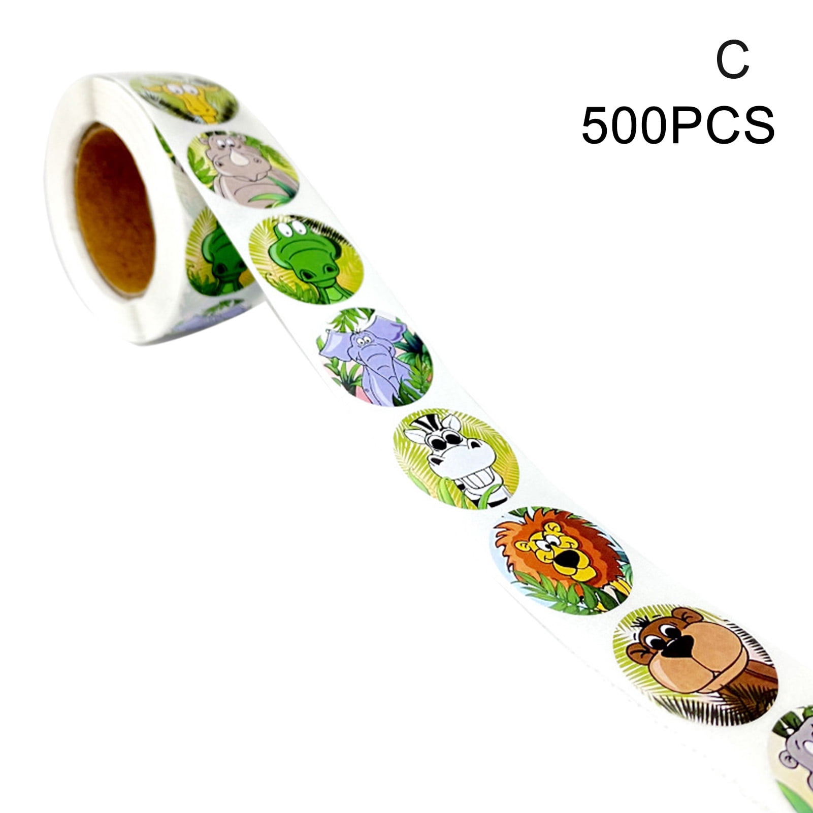 Huanledash 500pcs Waterproof Cute Animal Roll Stickers Kids Reward ...