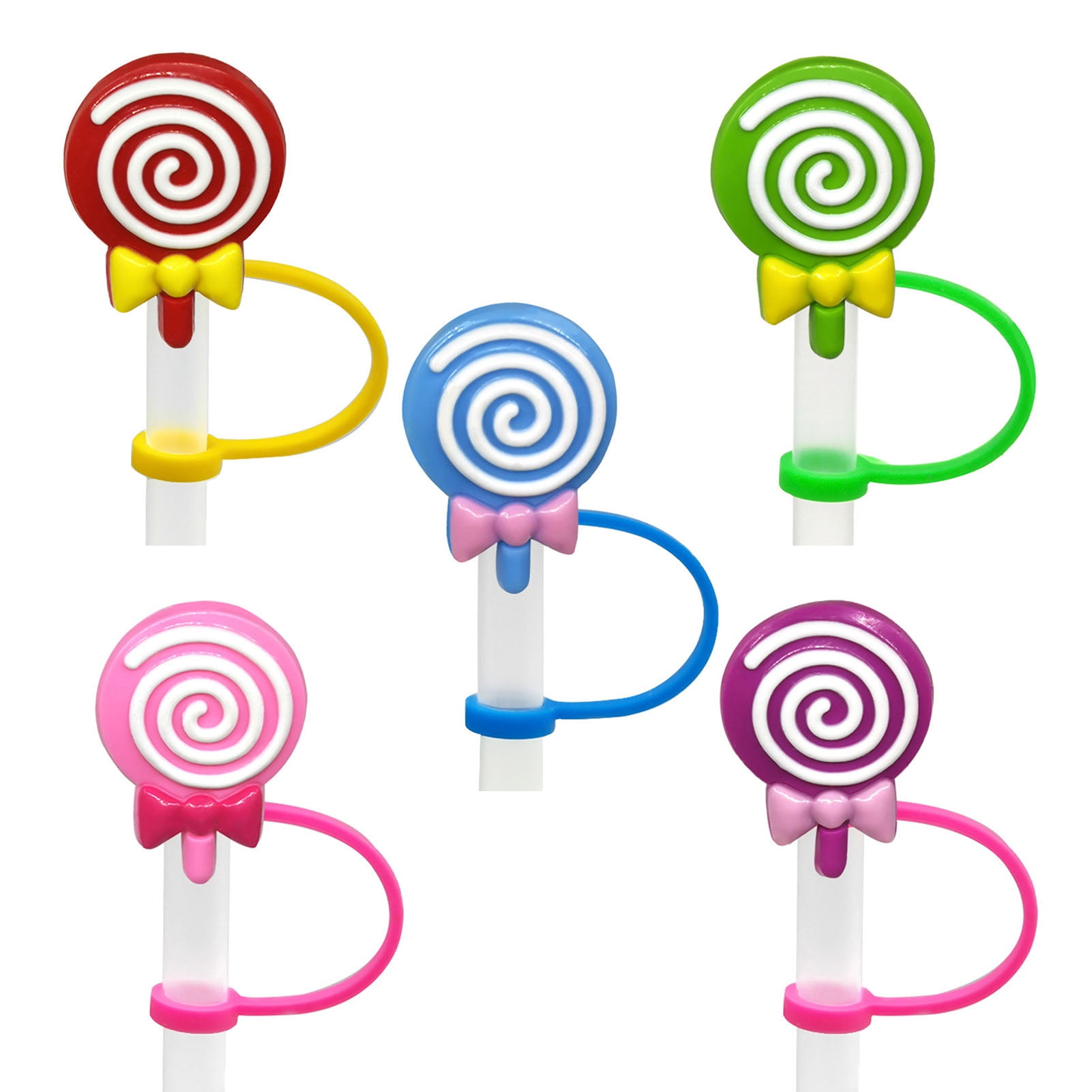 Huanledash 5Pcs Straw Cover for Tumbler Dustproof Straw Topper Lollipop ...
