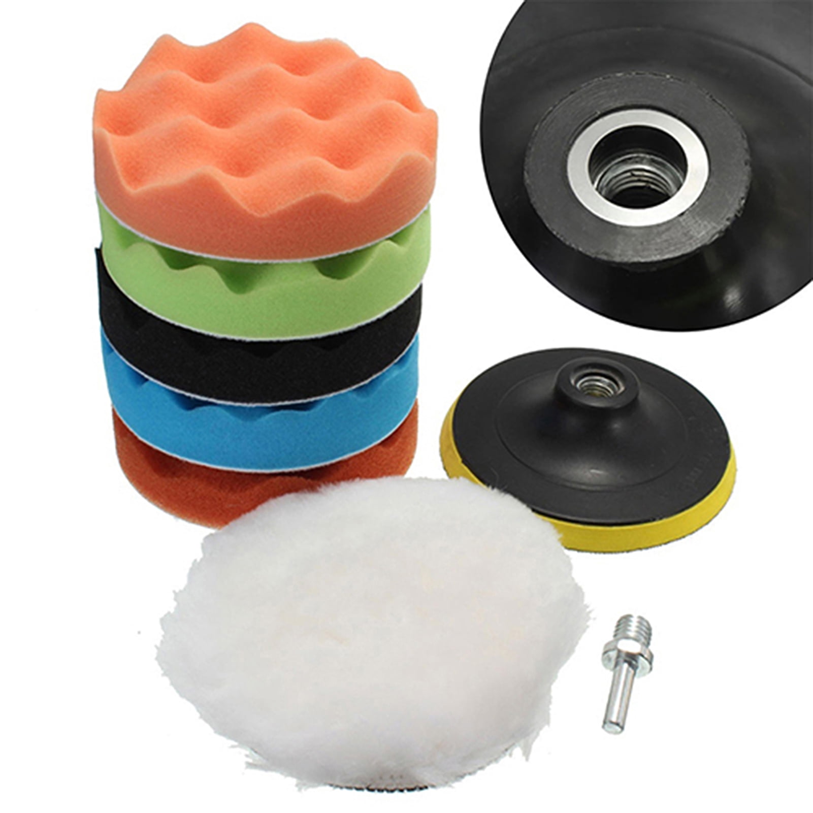Huanledash 7 Pcs 3/5/6/7 Inch Polishing Waxing Buffing Pad Sponge Kit ...