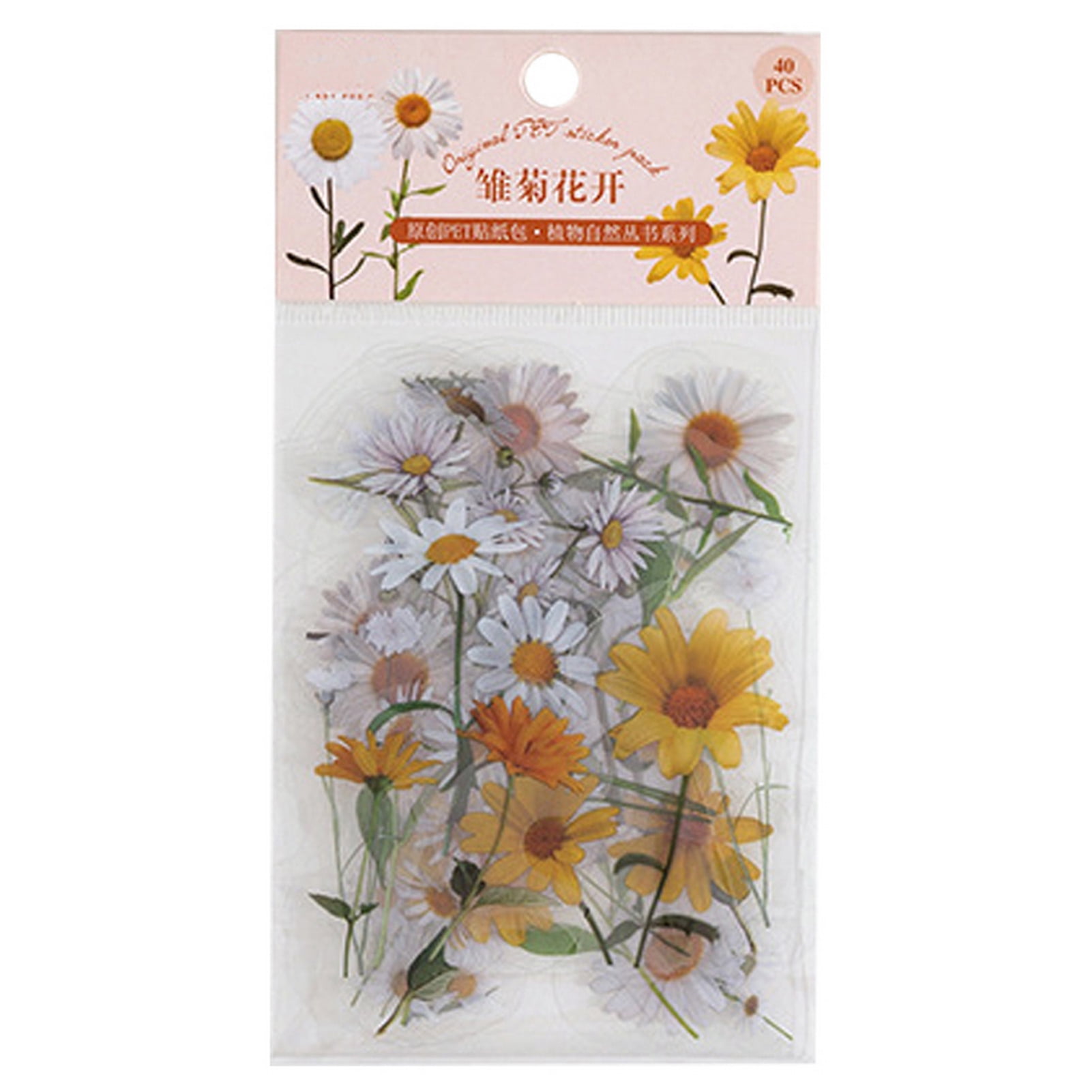 Huanledash 80Pcs/Set Floral Scrapbook Sticker Transparent PET ...