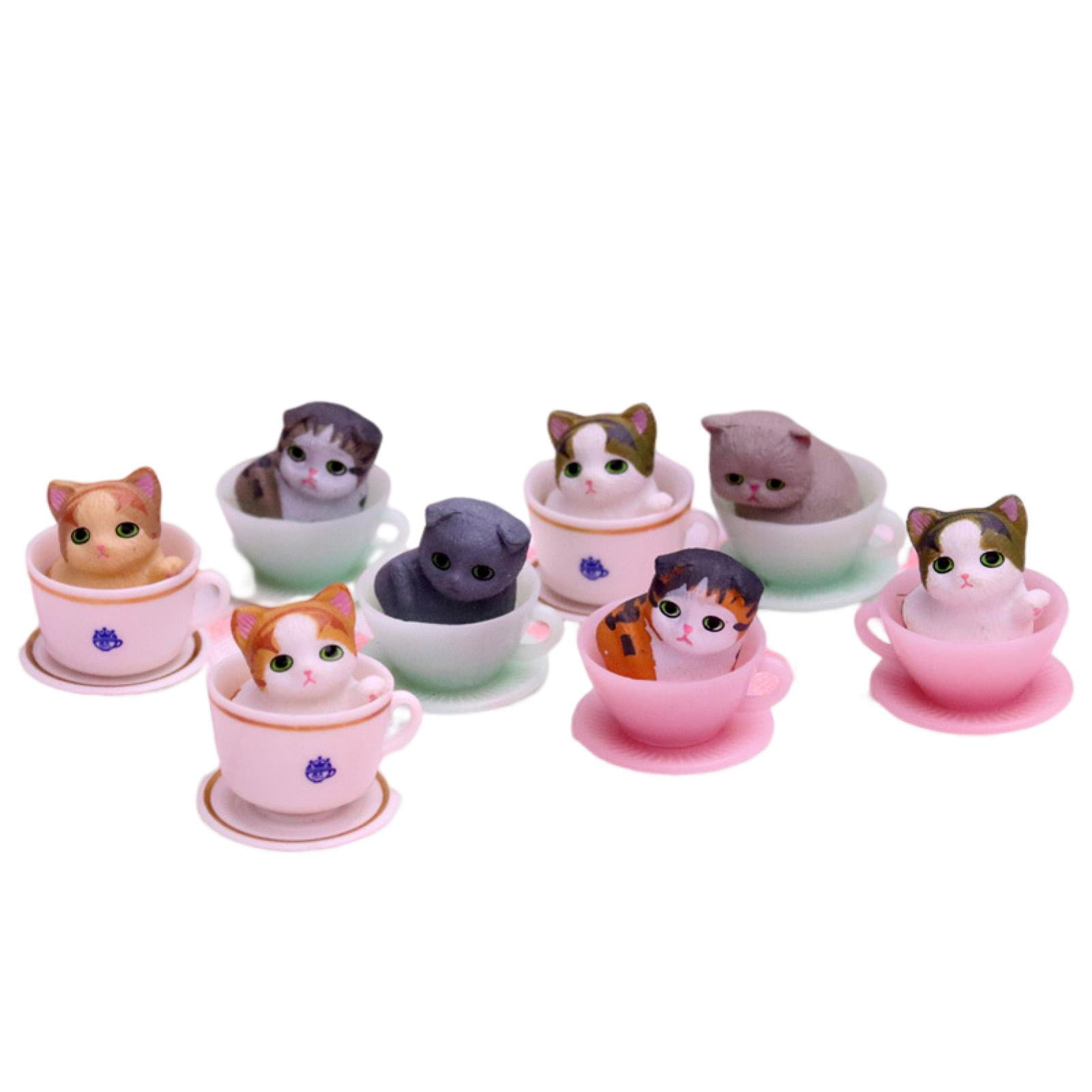 Huanledash 8Pcs Cat Ornament Mini Hand Painted Realistic Collectible ...