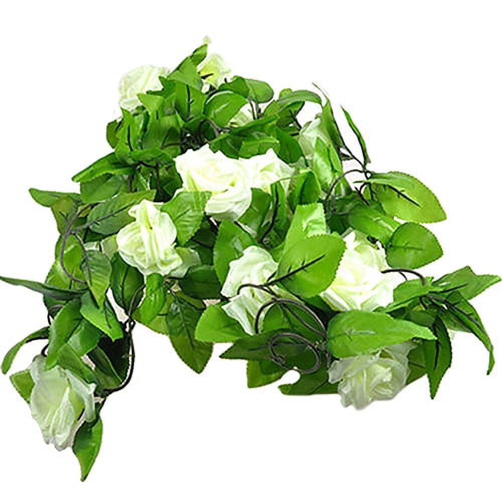 Huanledash Artificial Fake Silk Rose Flower Ivy Vine Hanging Garland ...