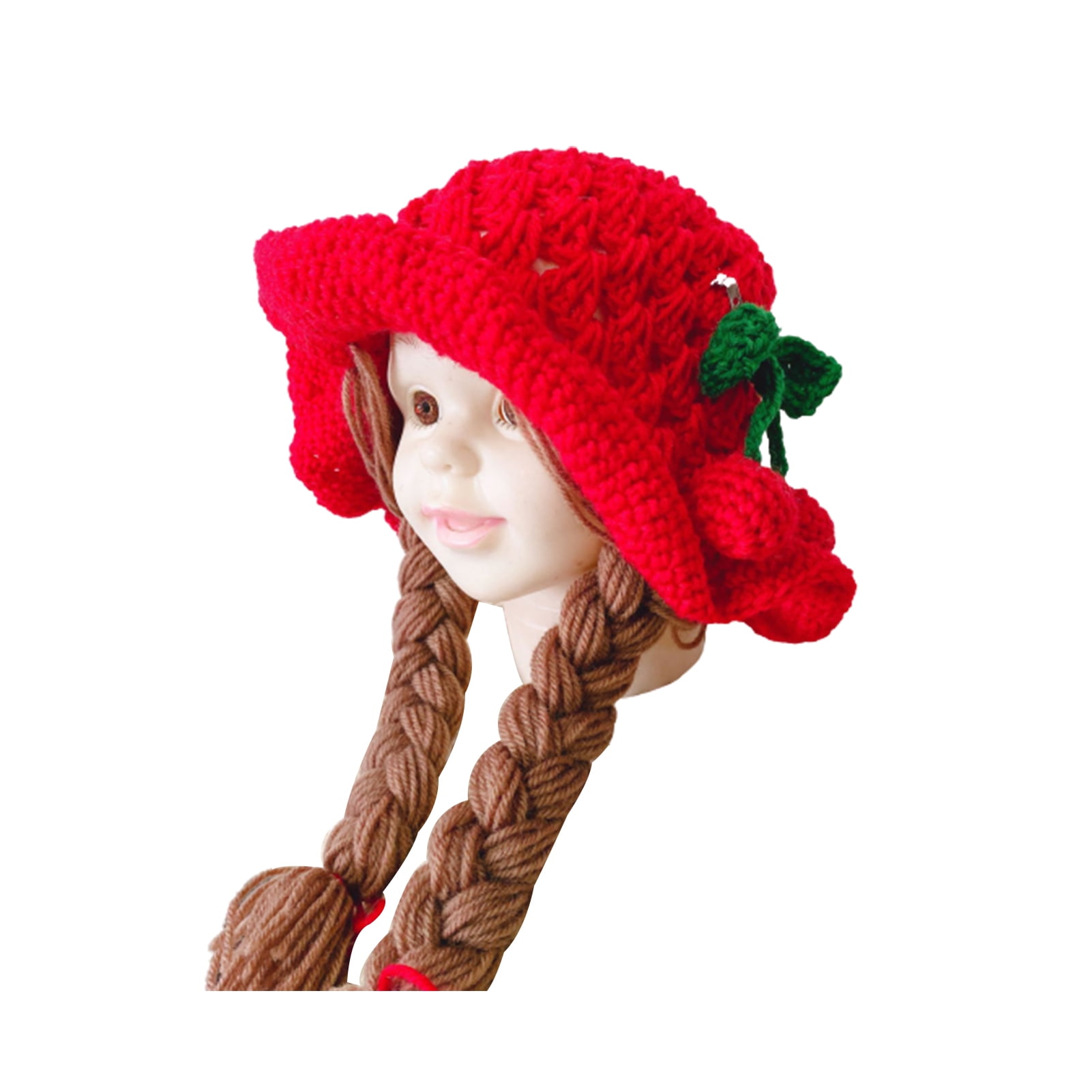 Huanledash Baby Girls Braided Wig Woolen Yarn Knitted Hat Sunflower ...