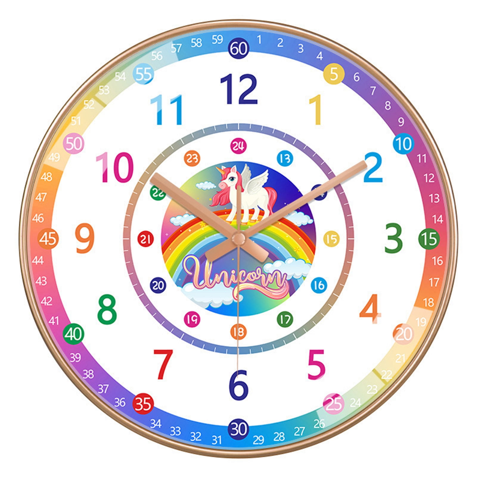 Huanledash Colorful Silent Wall Clock Bedroom Classroom Playroom Teach ...