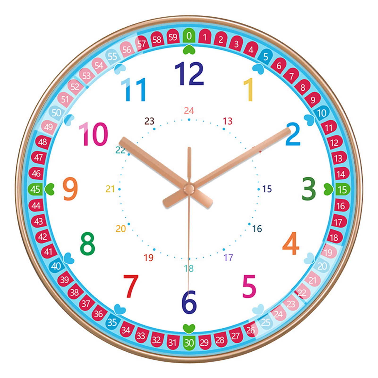 Huanledash Colorful Silent Wall Clock Bedroom Classroom Playroom Teach ...
