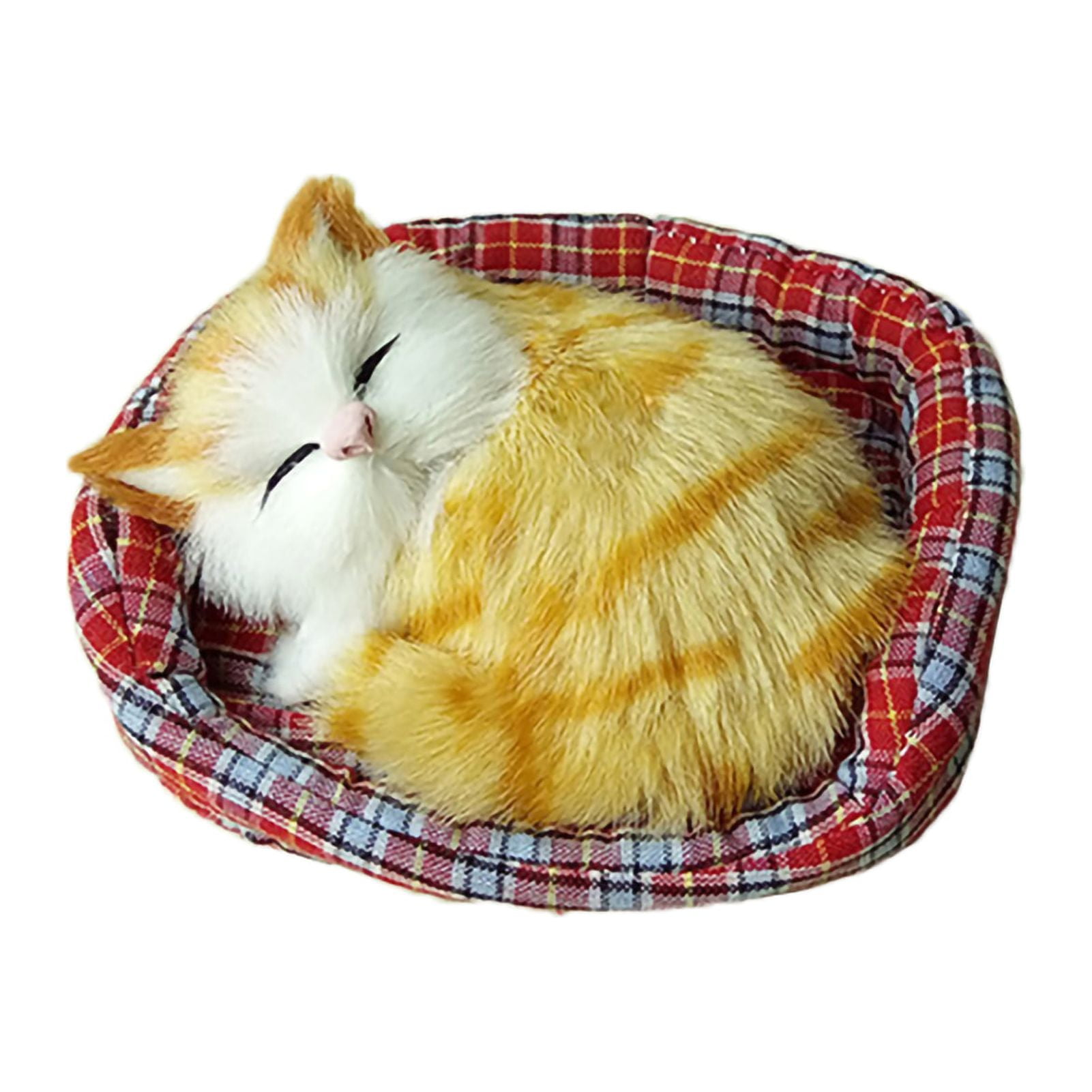 Huanledash Cute Simulation Sounding Sleeping Cat Plush Mat Toy with ...