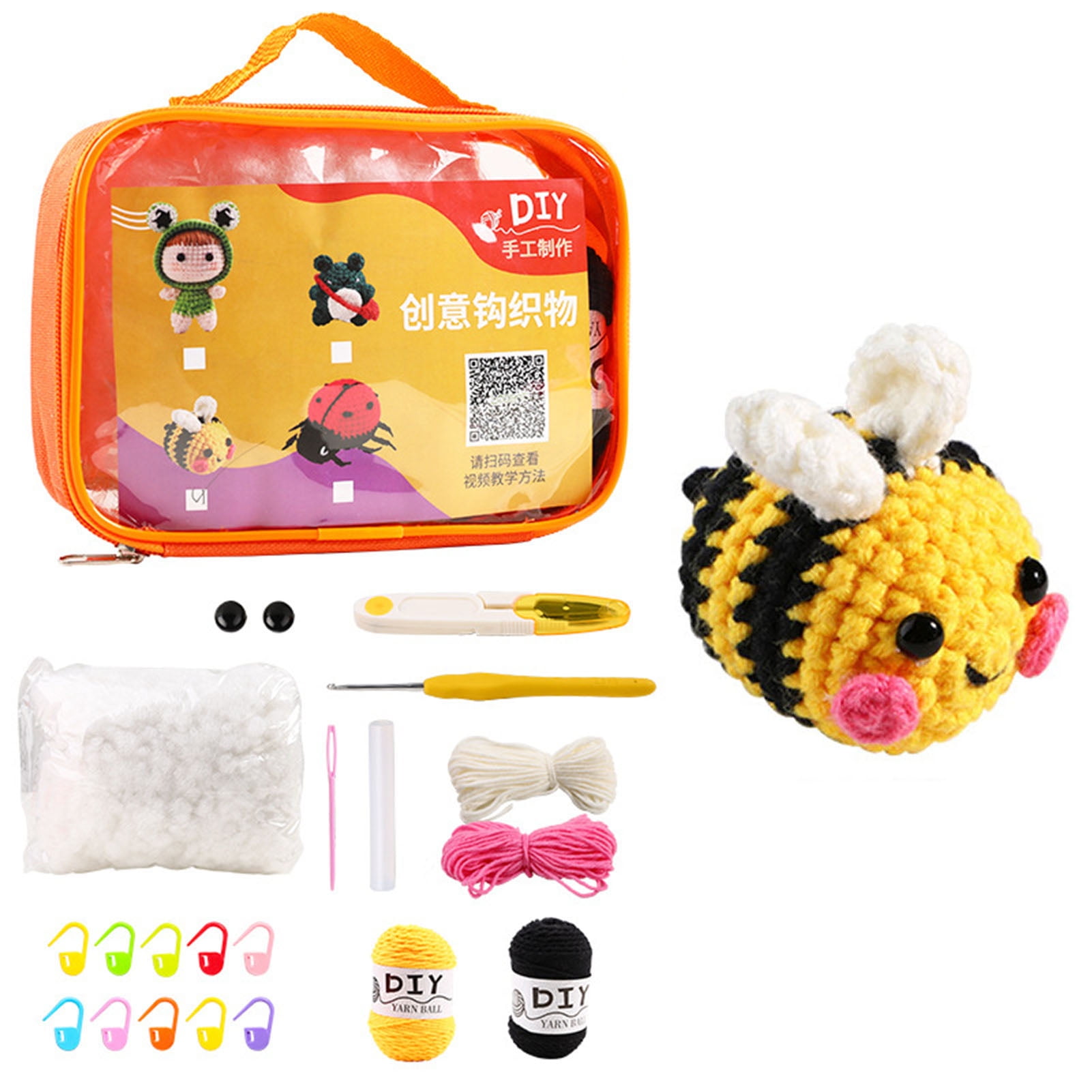 Huanledash DIY Crochet Kit Adorable Bright Color Extra Soft Vivid ...