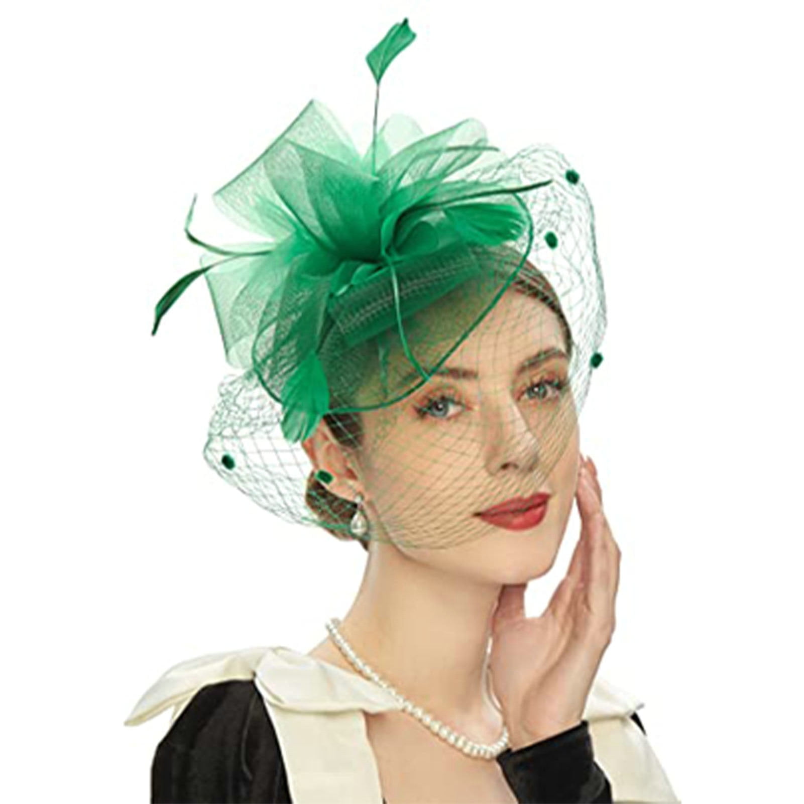 huanledash Fascinator Hat Sheer Mesh Large Flower Veil Retro Elegant ...