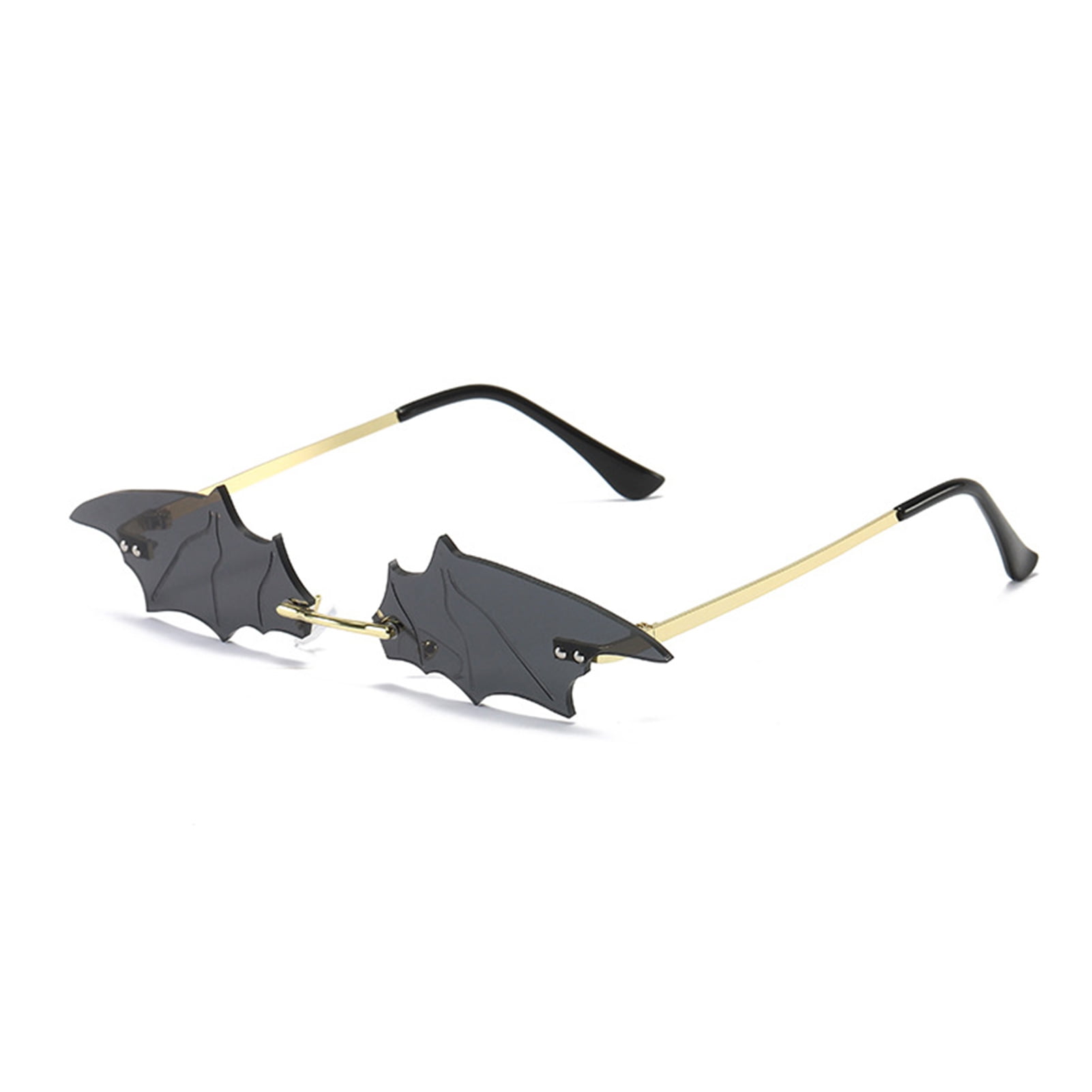 Huanledash Glasses Bat Wings Shape Translucent Rimless Individual Cool ...