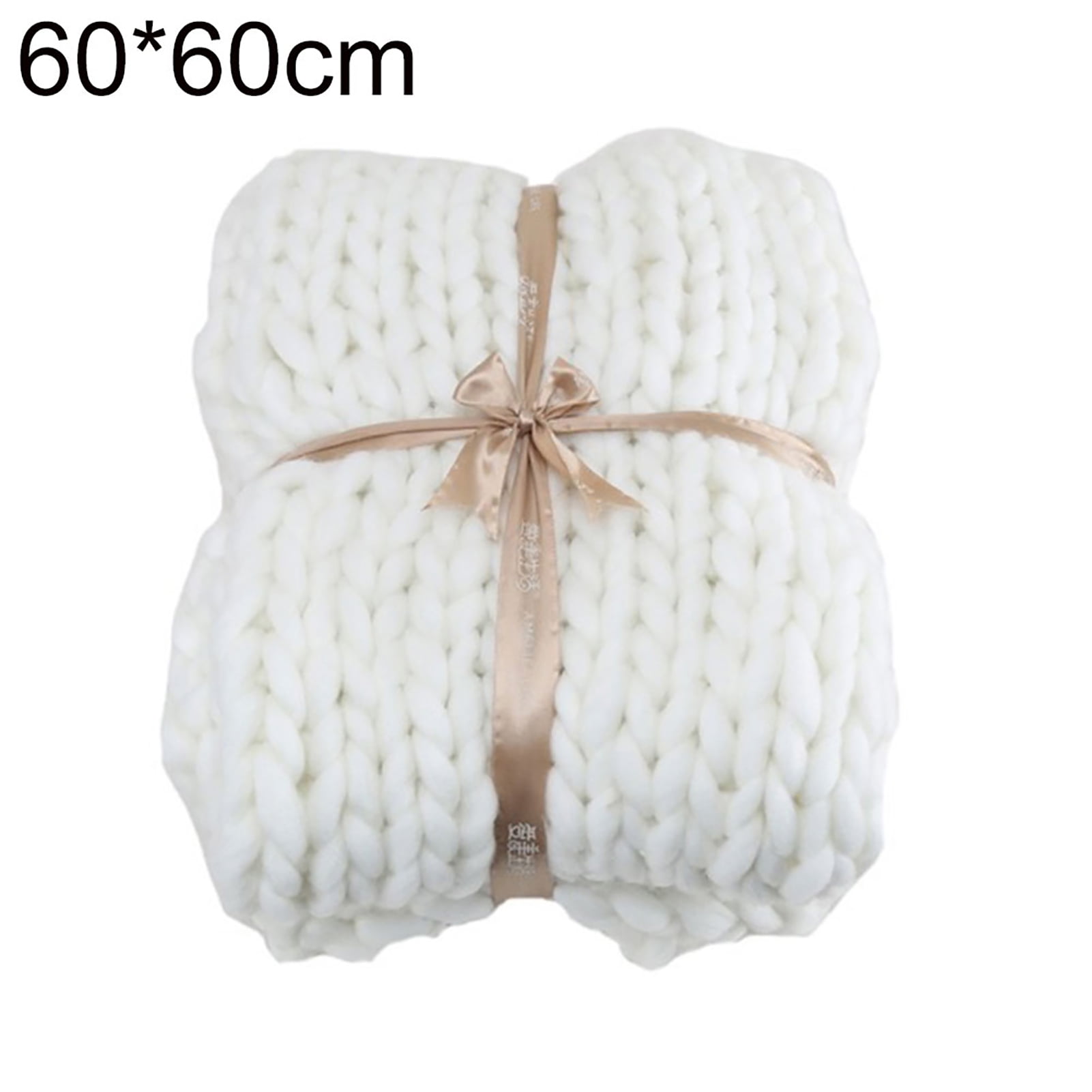 Huanledash Hand Knitted Throw Blanket Thick Bulky Knitting Yarn Soft ...