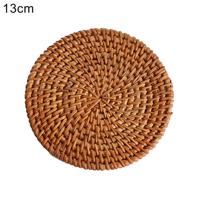 Huanledash Heat Insulation Handmade Rattan Plate Coaster Placemat Mat ...