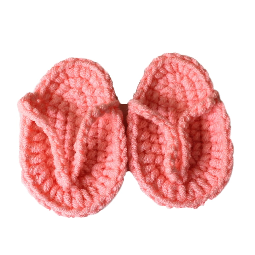 Huanledash Newborn Baby Solid Color Mini Crochet Flip-Flops Infant ...