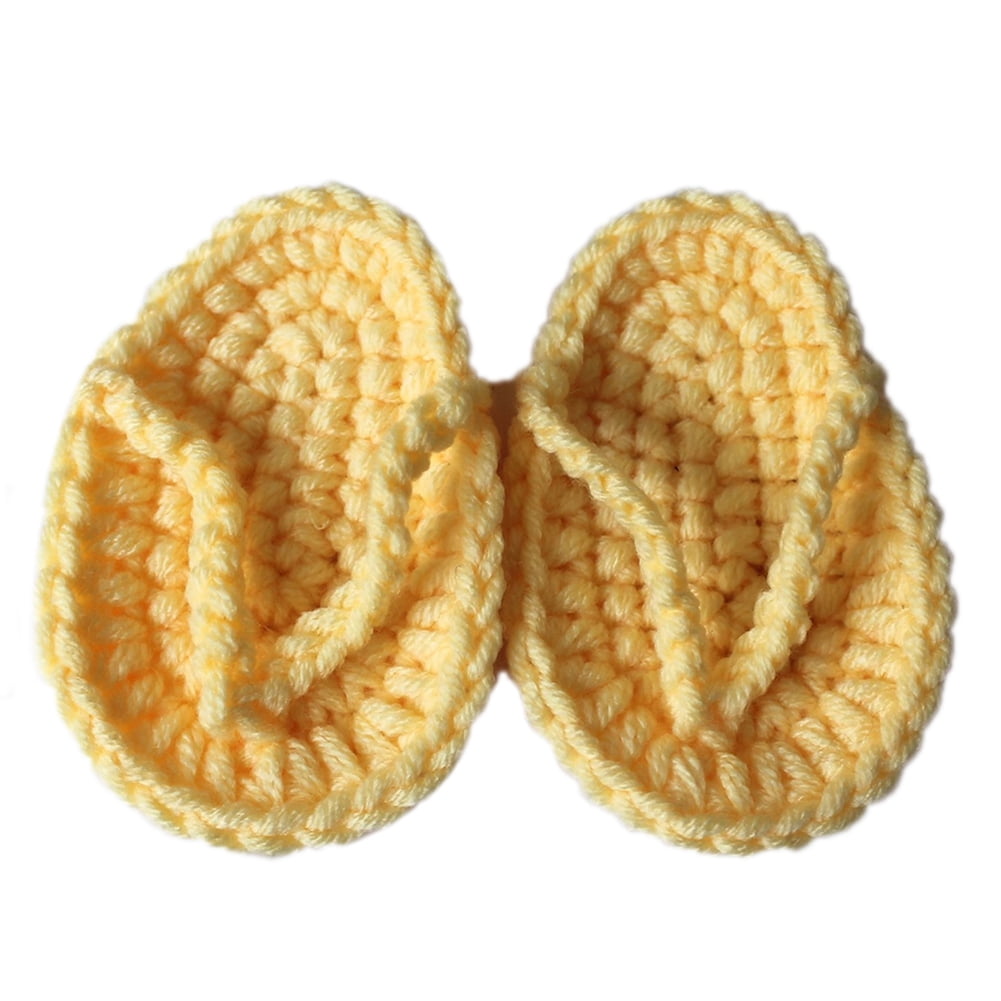Huanledash Newborn Baby Solid Color Mini Crochet Flip-Flops Infant ...