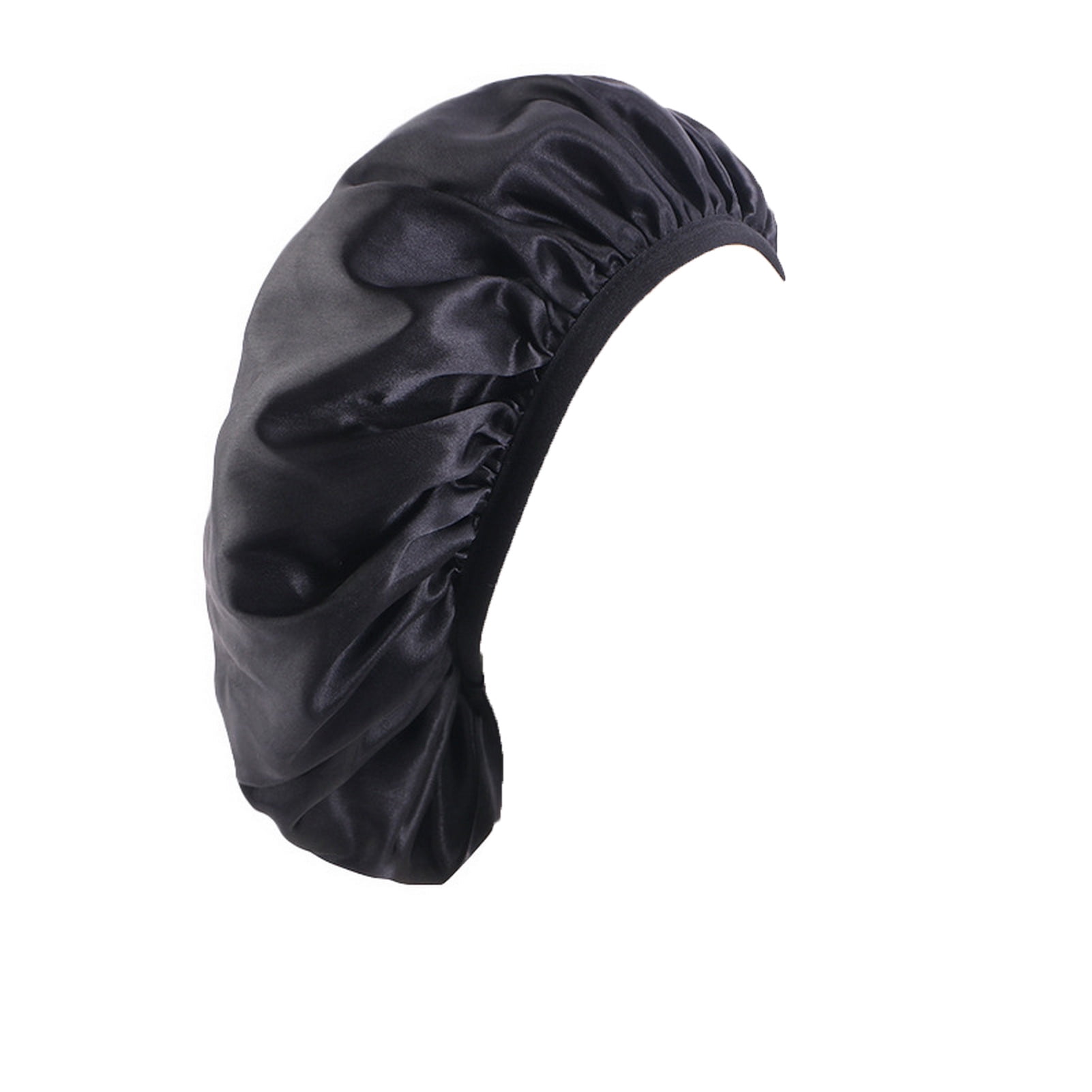 Huanledash Sleep Bonnet Extra Large Solid Color Black Slim Band Elastic ...