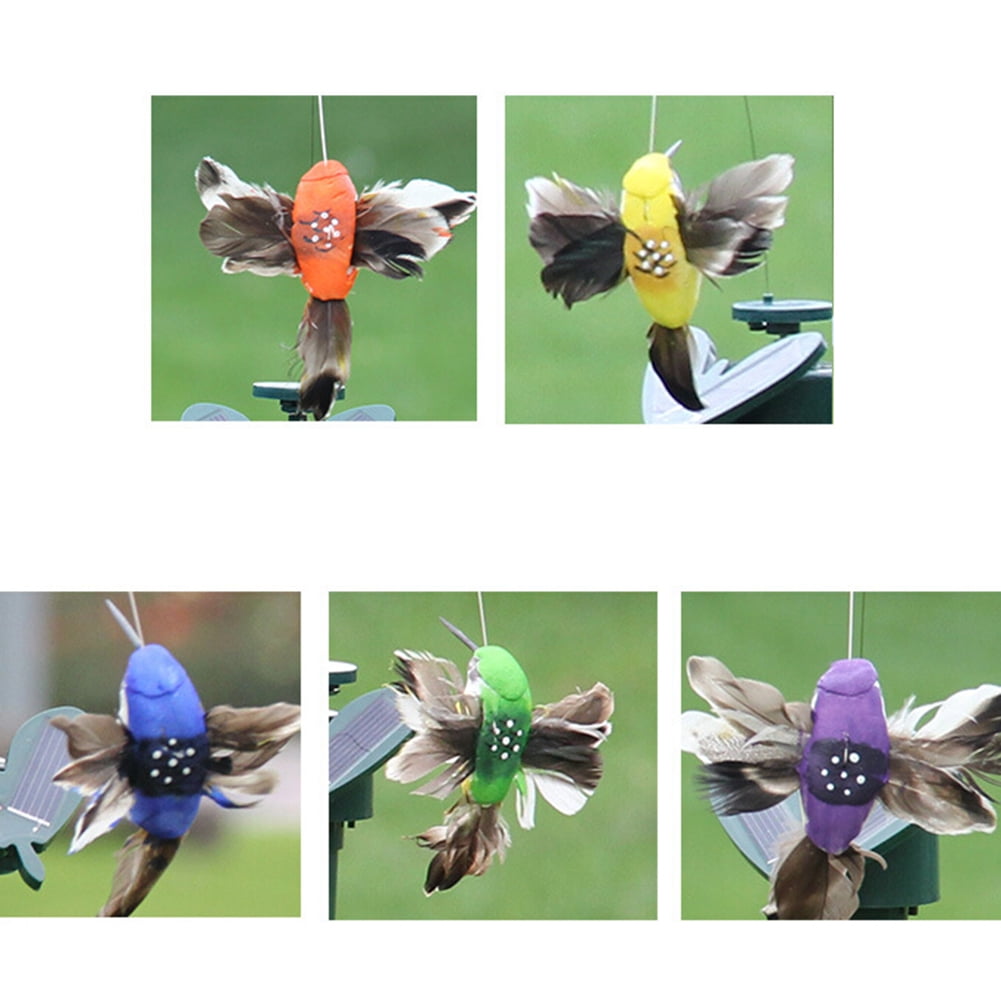Huanledash Solar Powered Flying Feather Wing Fake Hummingbird Yard ...