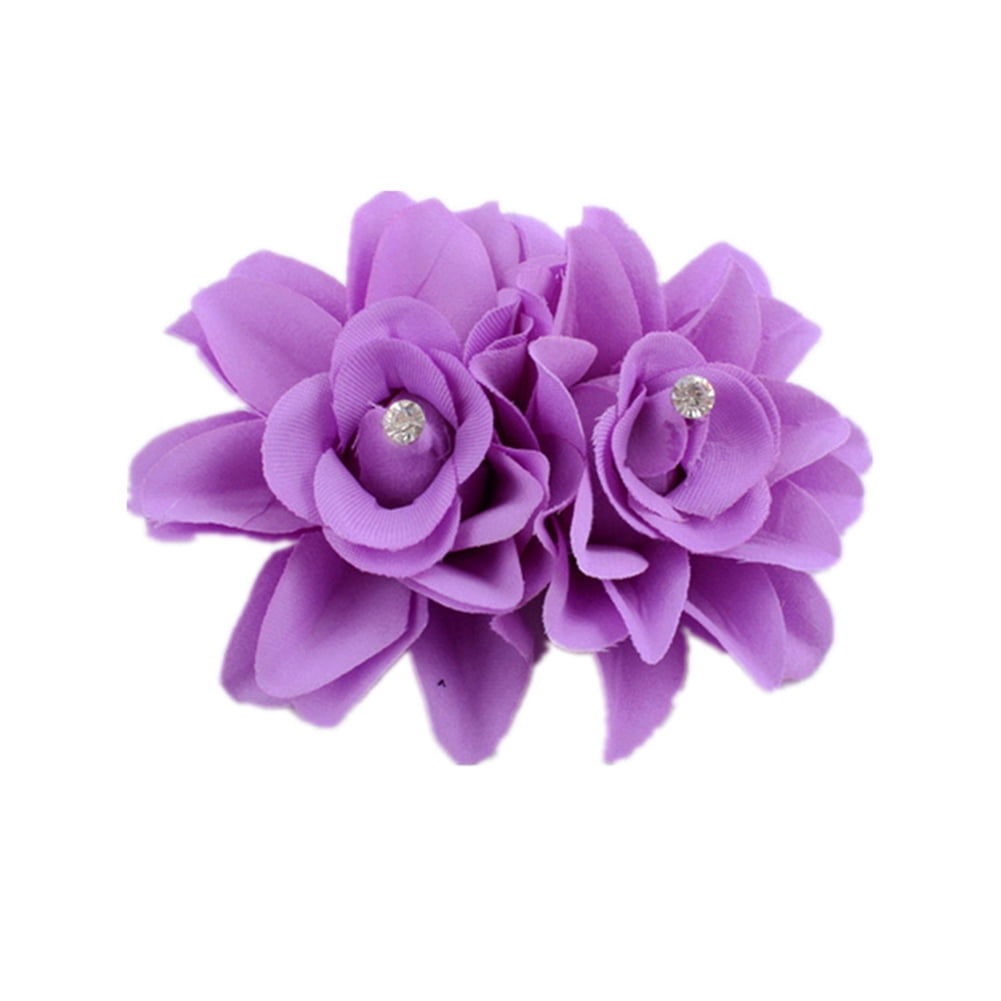 Huanledash Women Double Flowers Rhinestone Hair Clip Hairpin Wedding