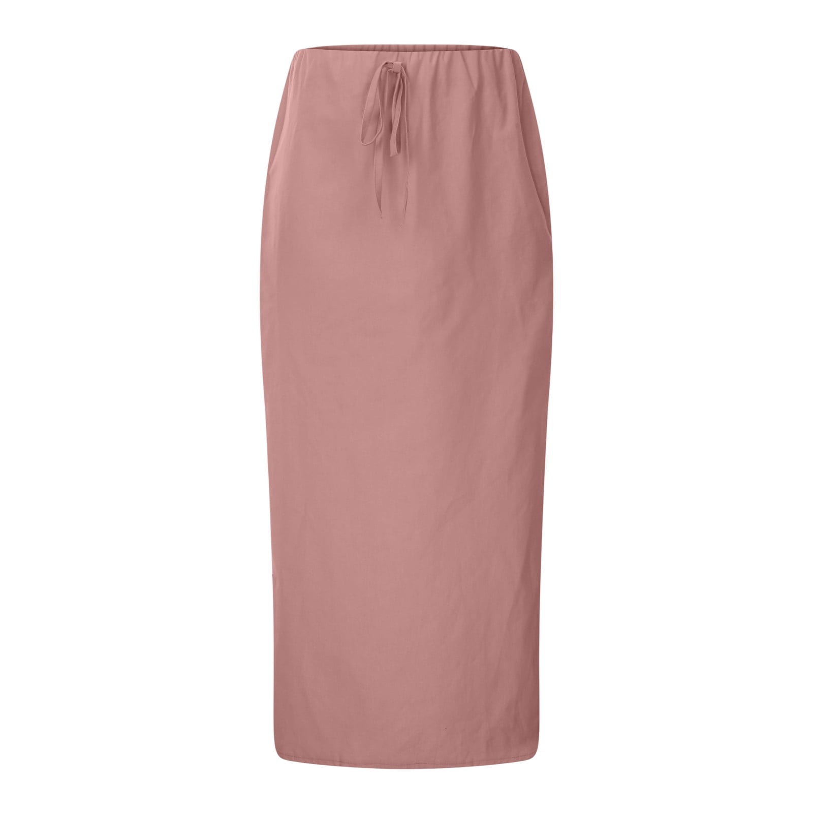 Huanyaaa Linen Flared Maxi Skirt with Back Slit Elastic Waist ...