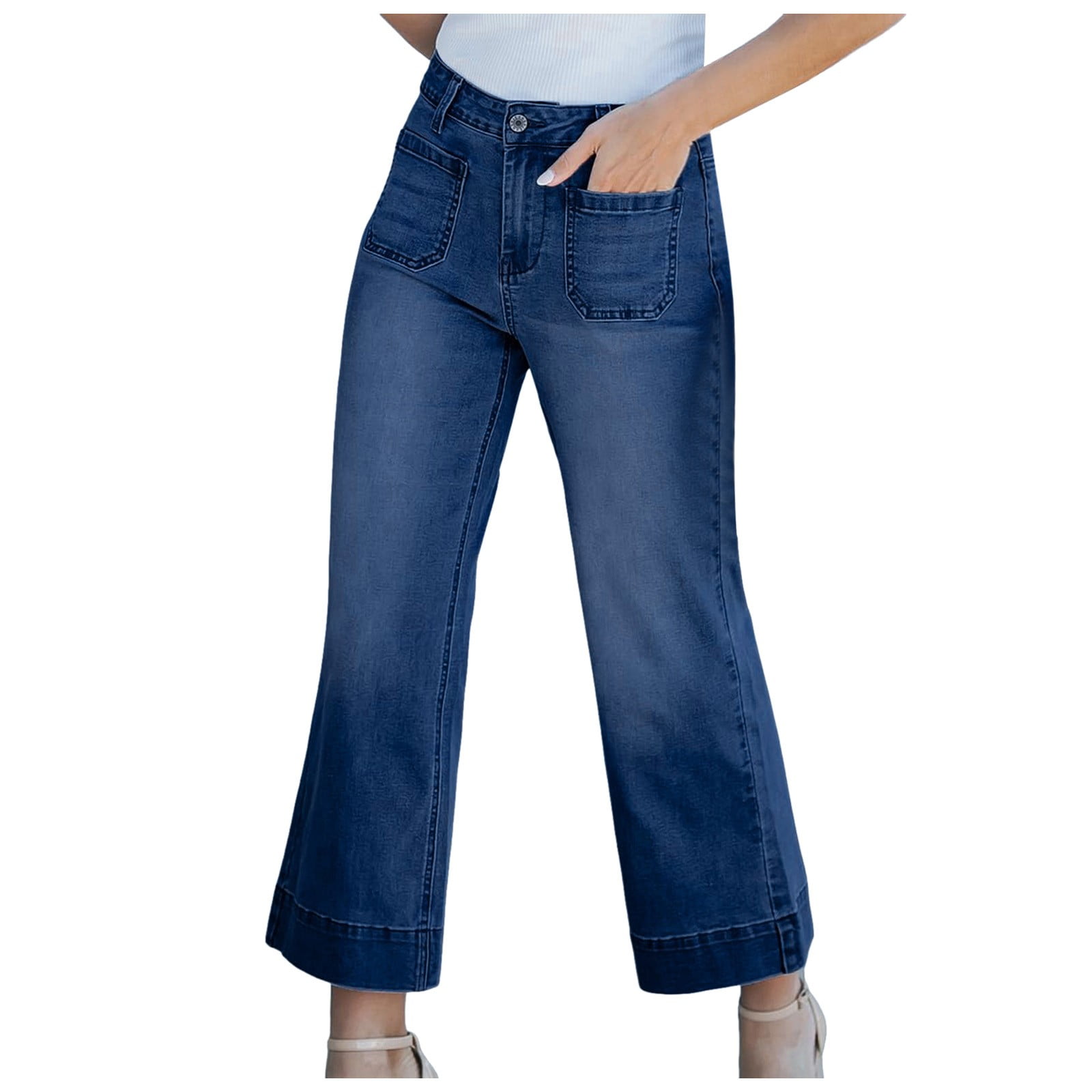 Huanyaaa Wide Leg Jeans for Women Trendy High Waisted Flare Jeans ...