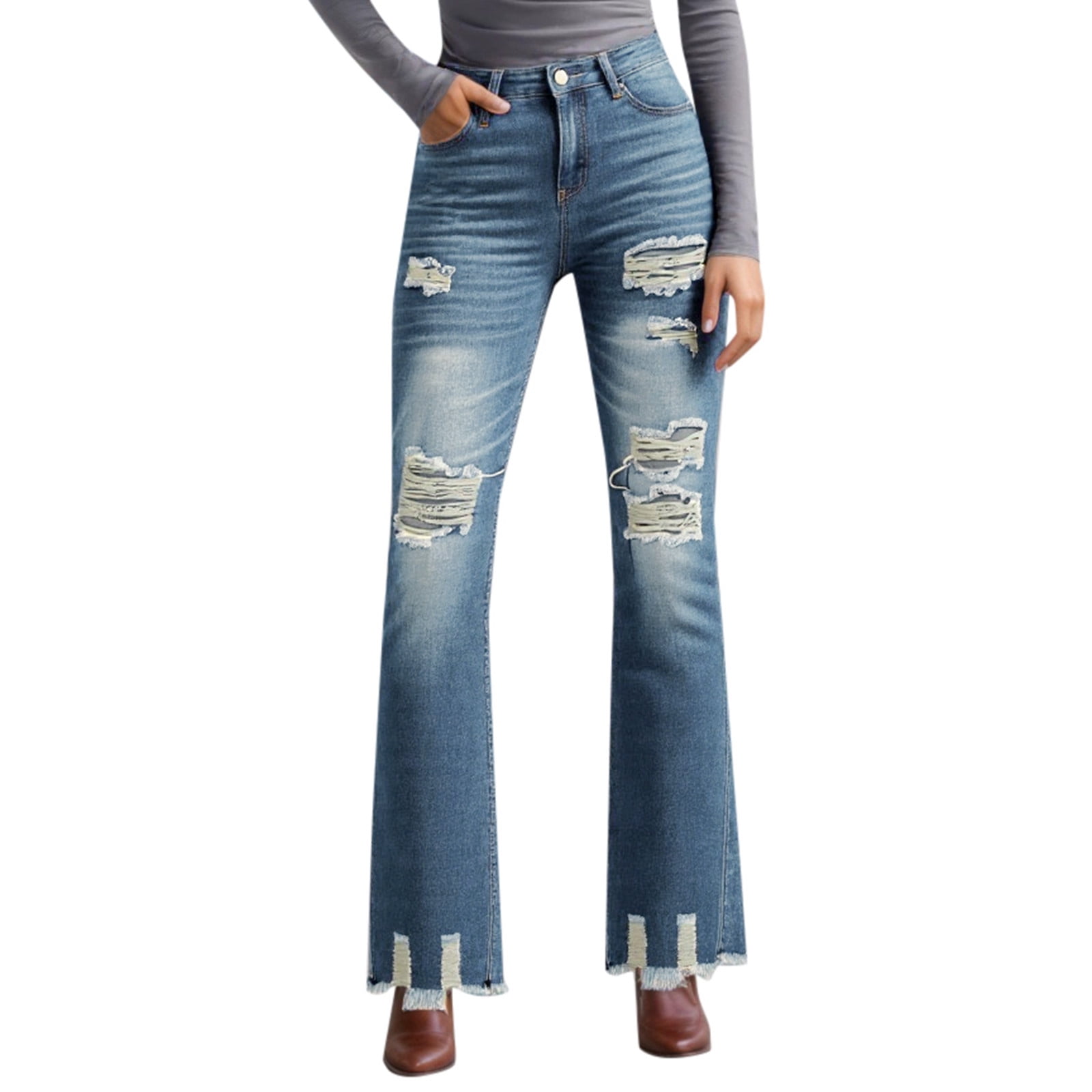 Huanyaaa Women's Skinny Jeans High Stretch Denim Pants for Everyday ...