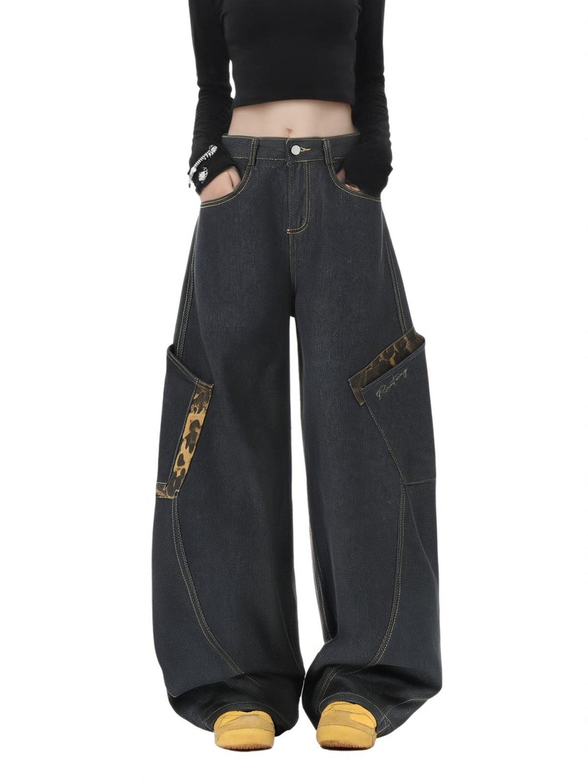 Huanyaaa Womens Baggy Barrel Jeans Casual Boyfriend High Rise Wide Leg ...