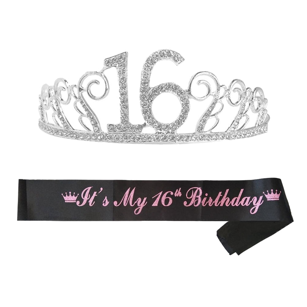 Huaq 1 Set Number 16 Rhinestone Crown Hair Comb and Letter Printing ...
