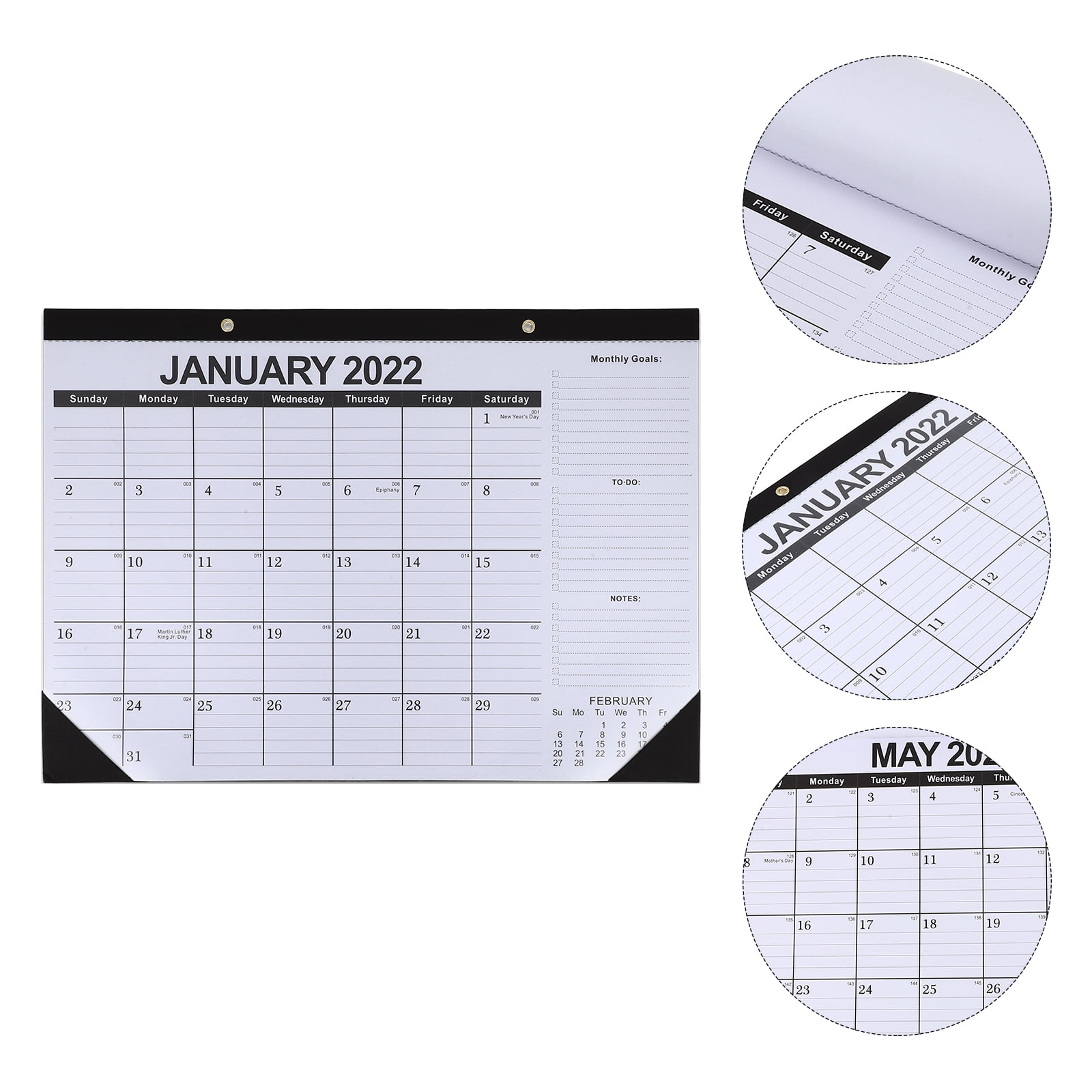 Huaq 2022 Calendar Countdown English Wall Calendar (Black Classic ...