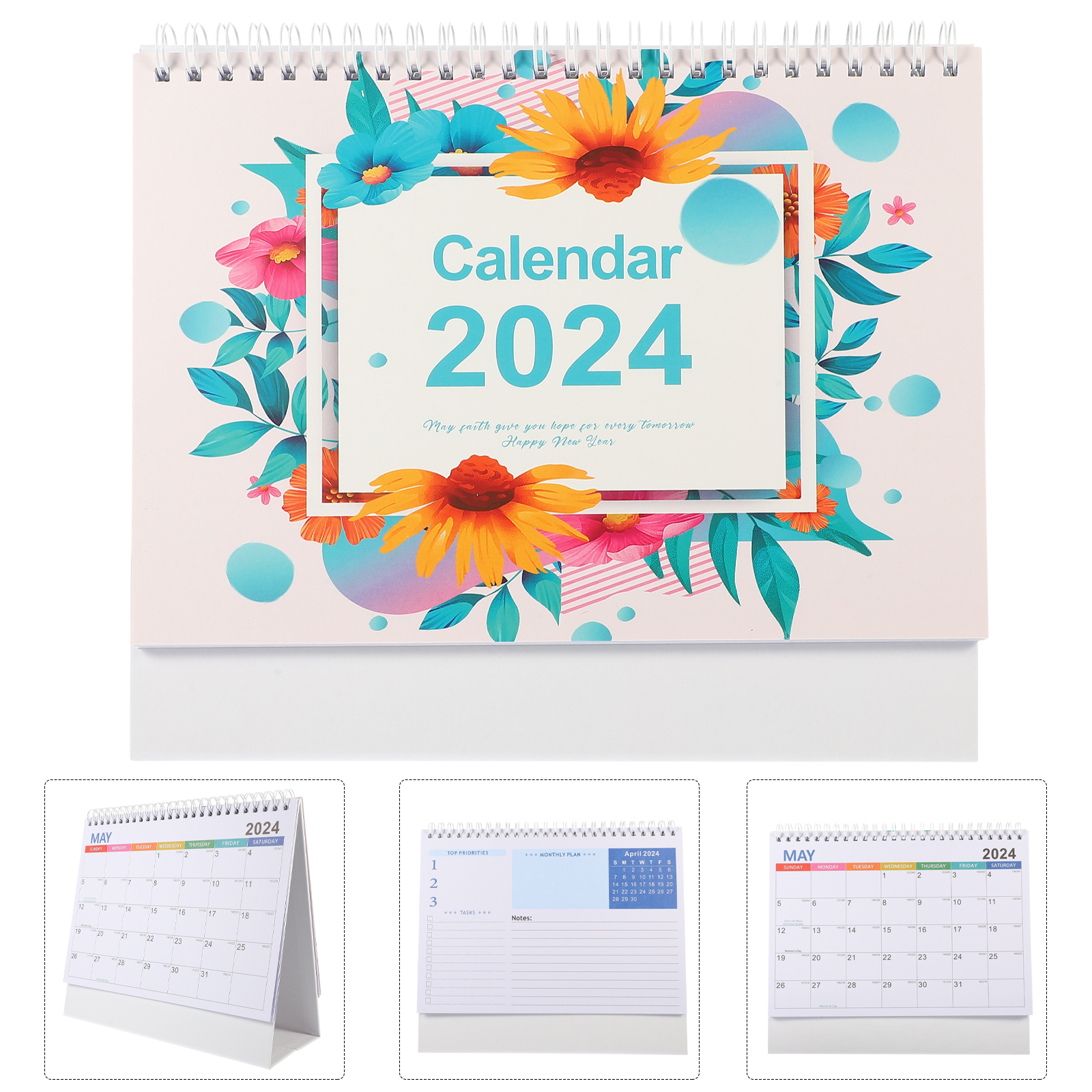 Huaq 2024 Desk Calendar English Creative Simple Desktop Calendar (2024 ...