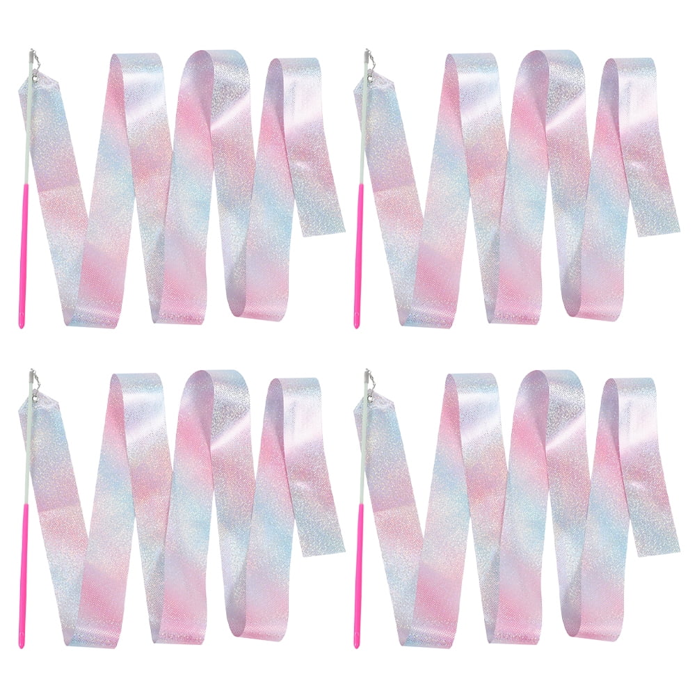 Huaq 4pcs Sparkling Dance Ribbons Kids Dance Wands Gymnastics Dance ...