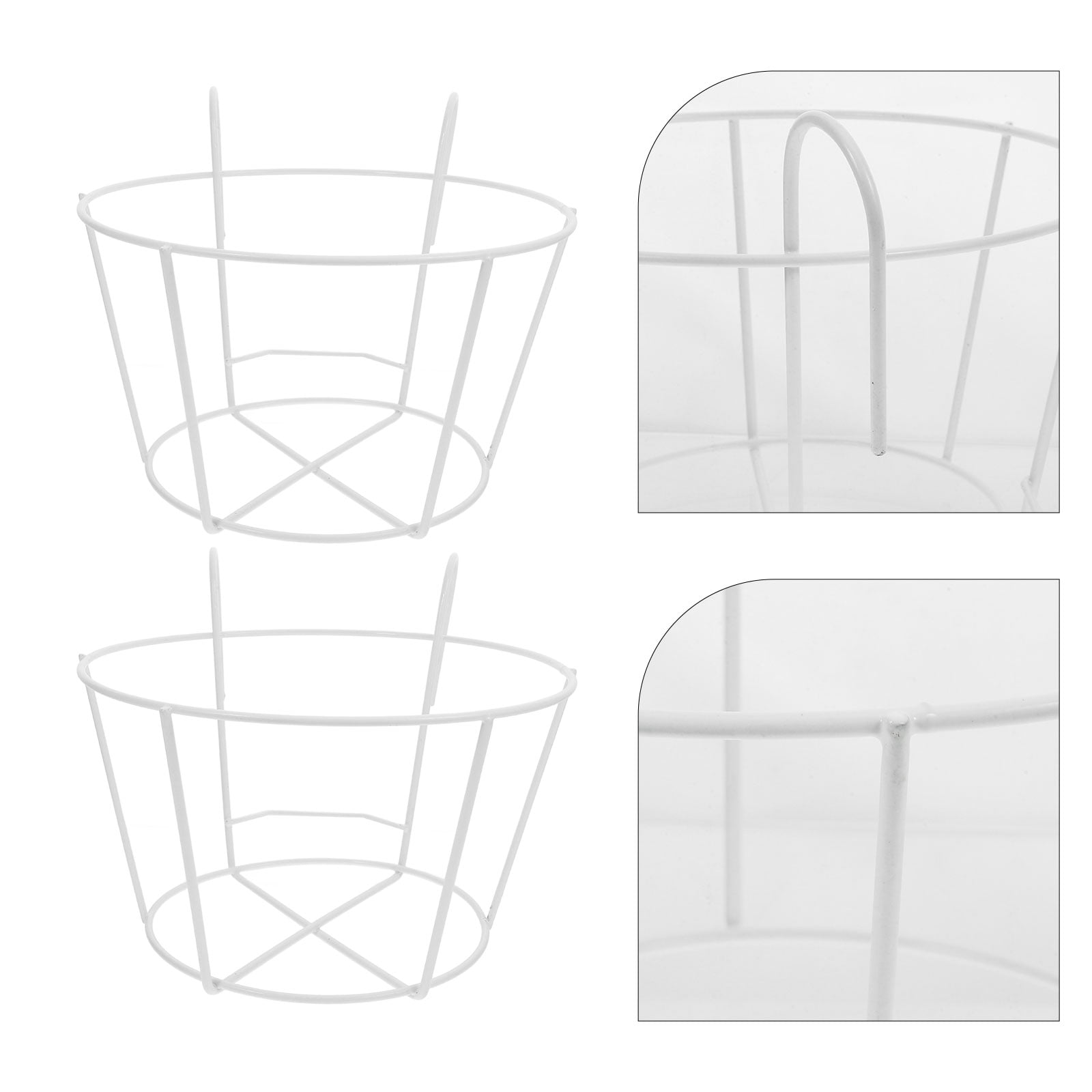 Huaq Balcony iron hanging flower stand round storage rack (white extra ...