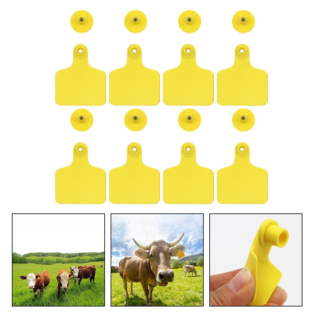 Huaq Ear tags for cattle 100pcs (100 yellow ear tags without words ...