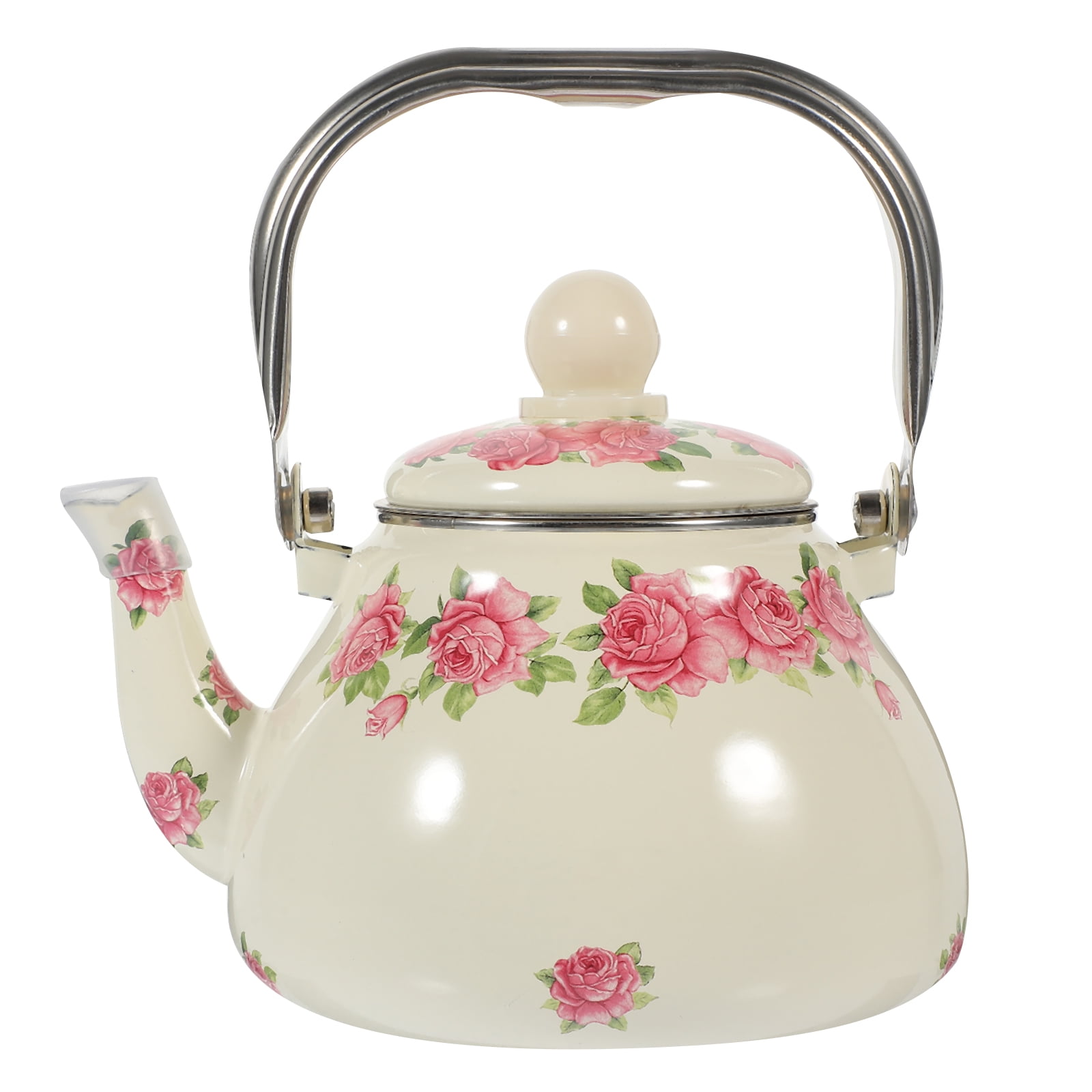 Huaq Enamel Teapot 1L Water Tea Kettle Decorative Flower Enamel Teapot ...