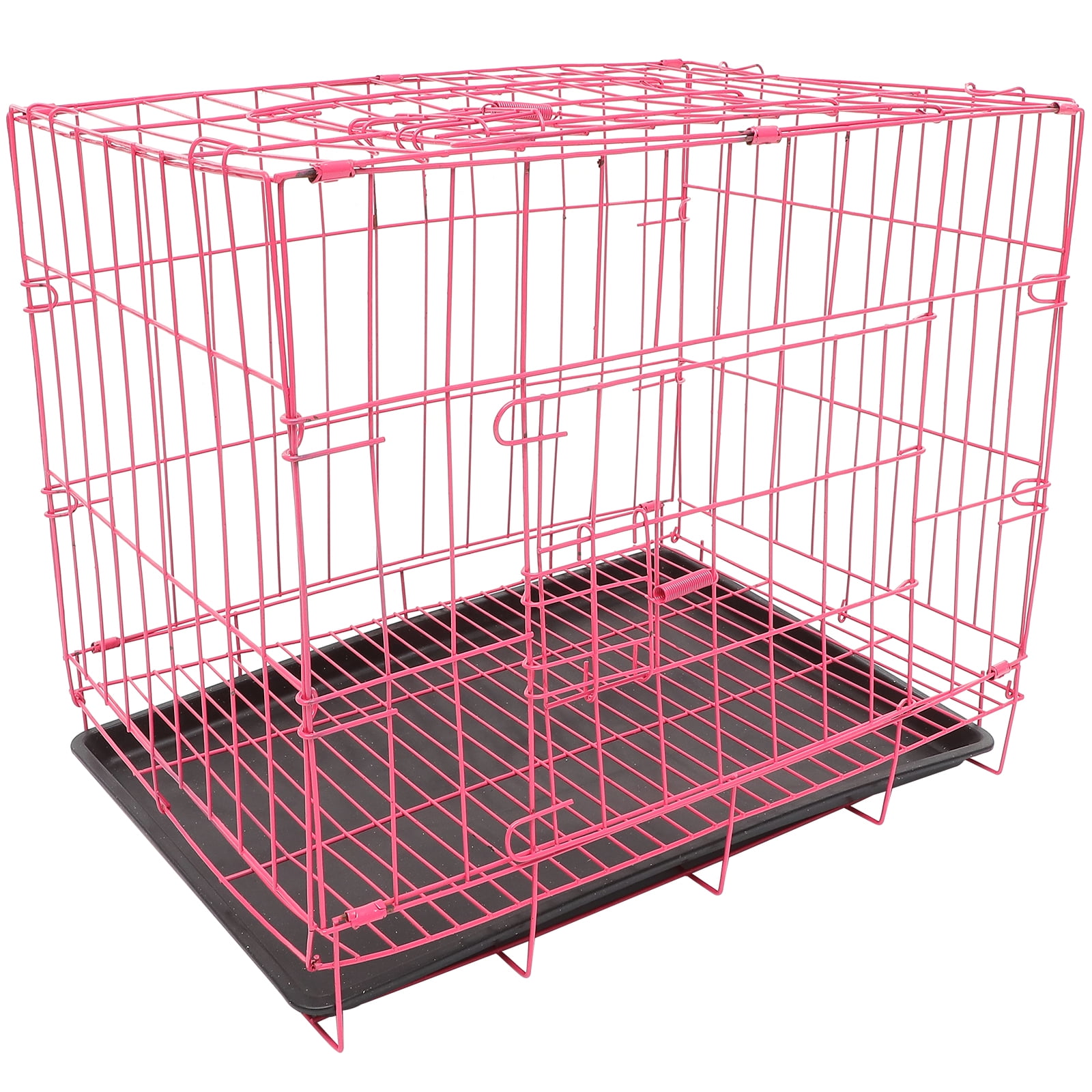 OUNONA Portable Folding Dog Cage for Pet Use Durable Iron Material Pink ...