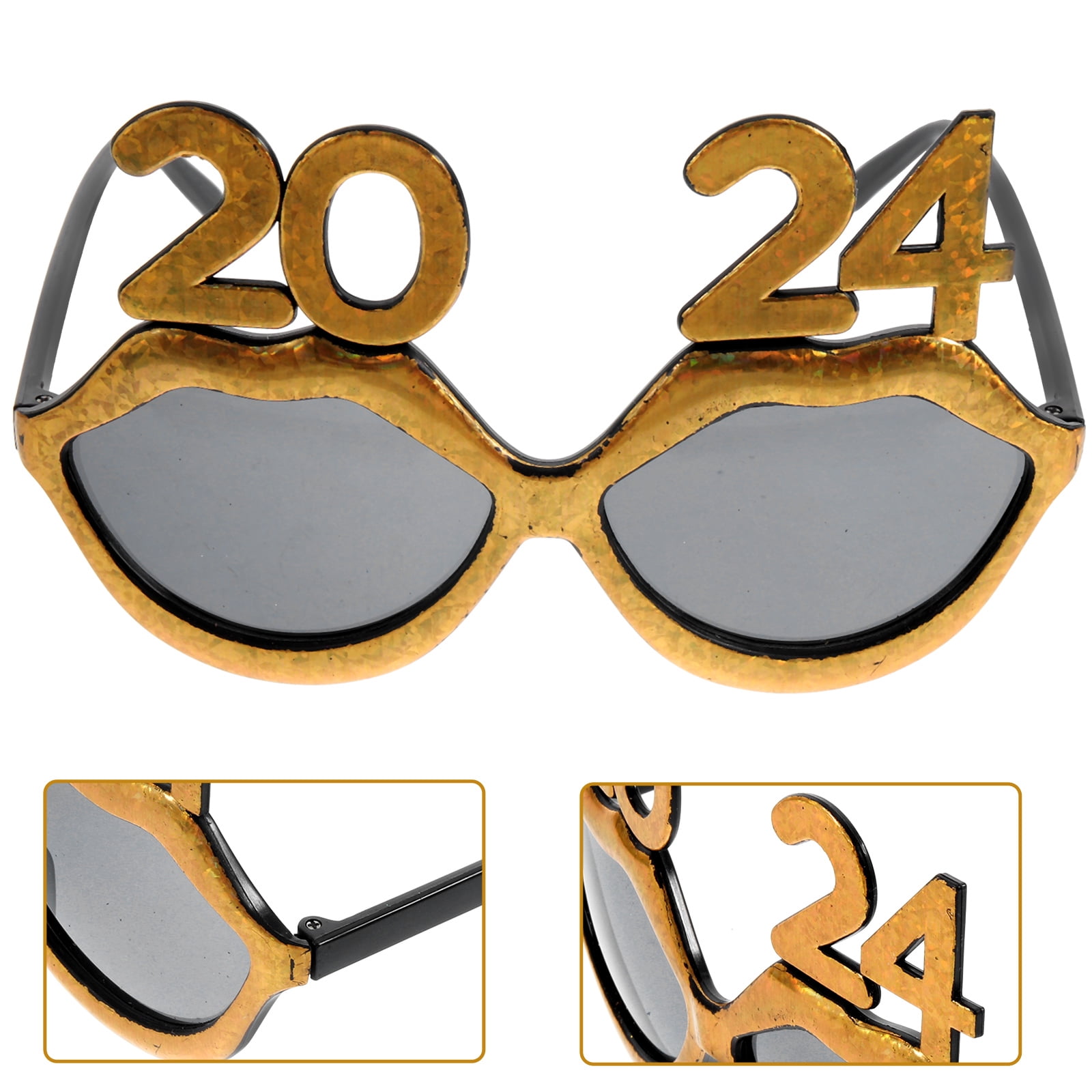 Huaq New Year Glasses 2024 Digital Glasses Lips New Year Funny Glasses ...