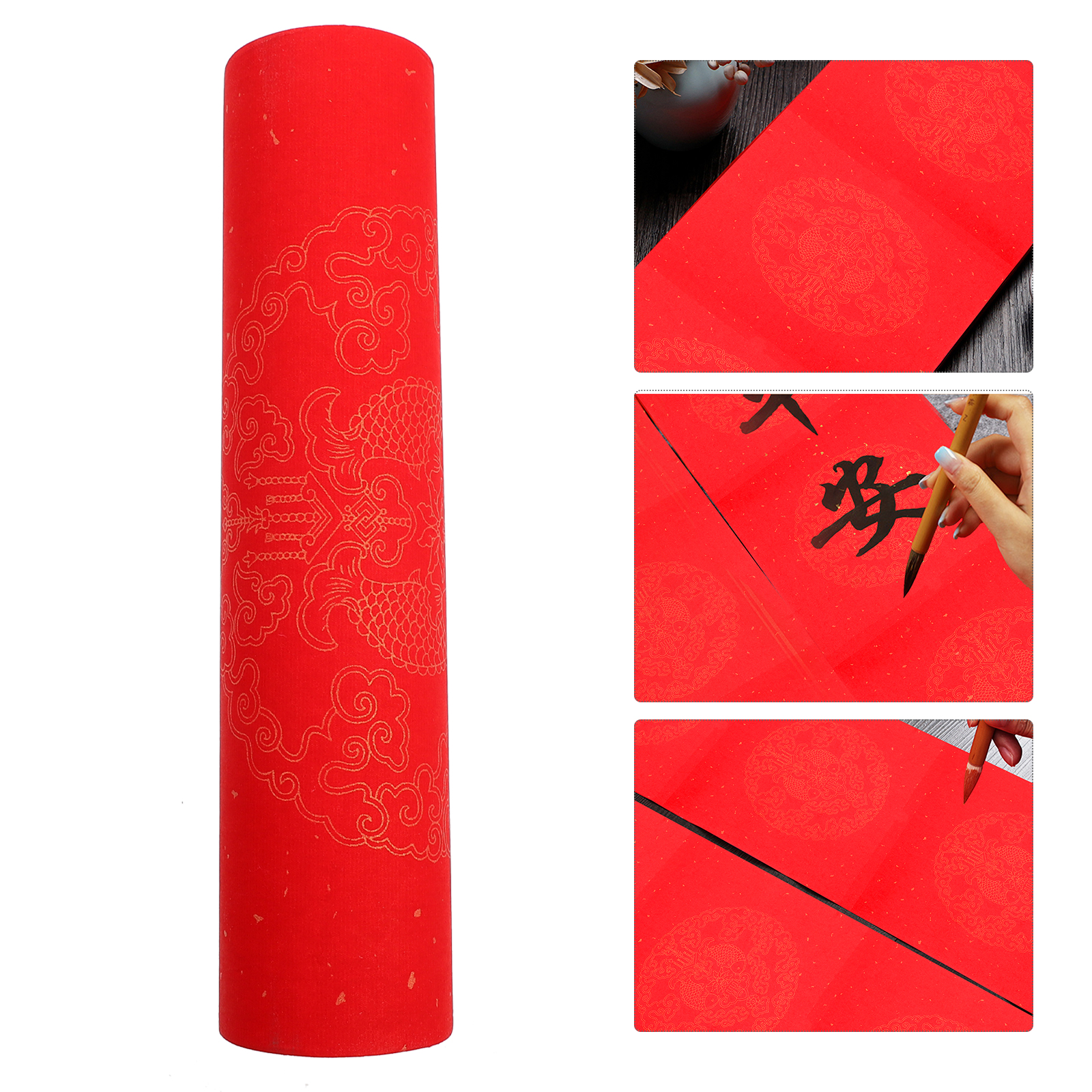 Huaq Thickened Wannianhong rice paper with gold sprinkled long scroll ...