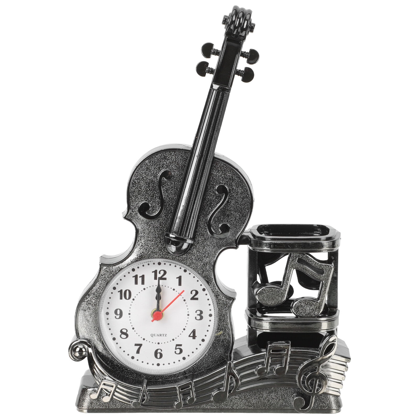 OUNONA Violin Clock Figurine Tabletop Model with Pen Holder 2pcs Kids ...