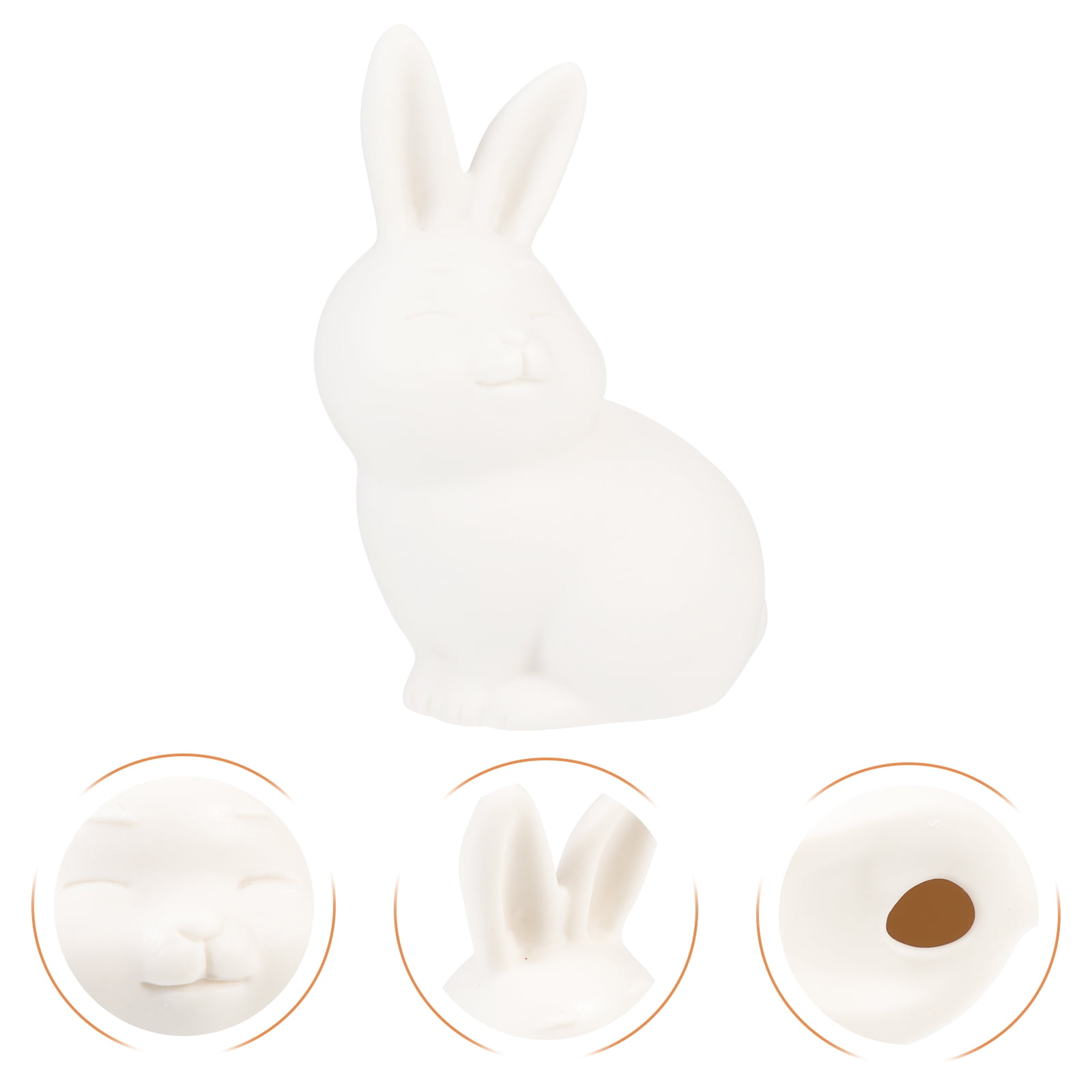 Moluckfu White Ceramic Rabbit Decor Realistic Bunny Statue for Home ...