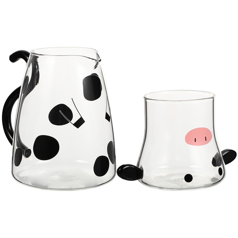 Huaqiet Cartoon Cow Glass Pitcher Multipurpose Water Tea Pitcher ...