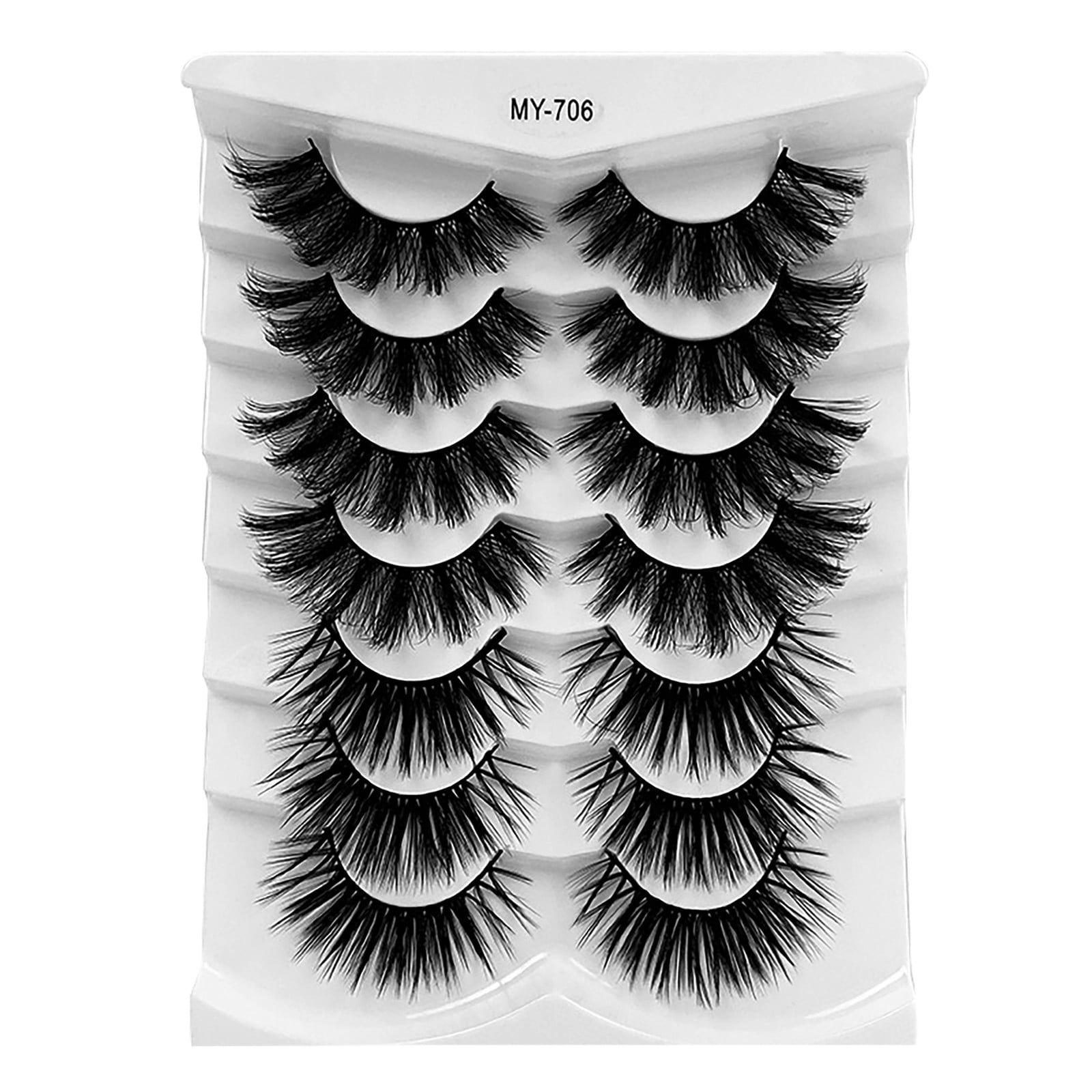Huarll Self Adhesive Eyelashes False Eyelashes Faux Mink Lashes Pack 7 ...