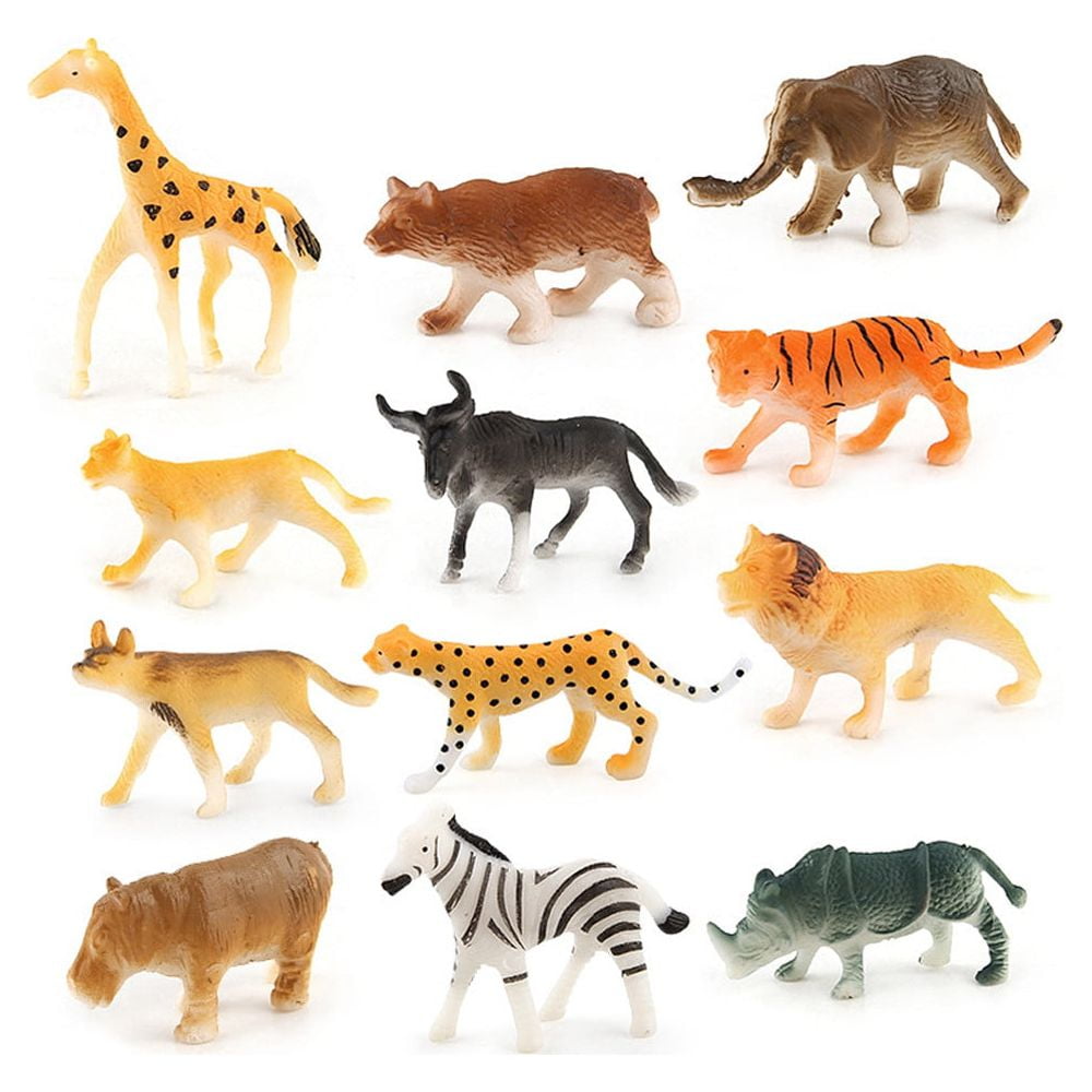 Huashengg 12pc Kids Childrens Assorted Toy Wild Animals Jungle Zoo ...