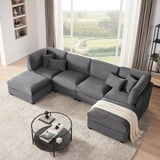 Huatean U-Shaped Modular Sectional Sofa with Storage Ottoman - 6 Seats ...
