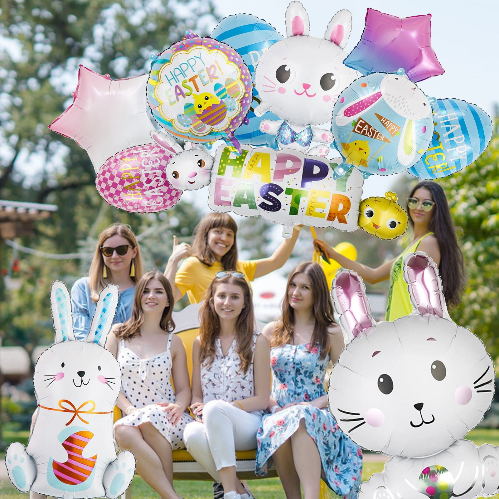 Huayishang Balloons Clearance, 7 Pcs Easter Balloons Large Bunny ...