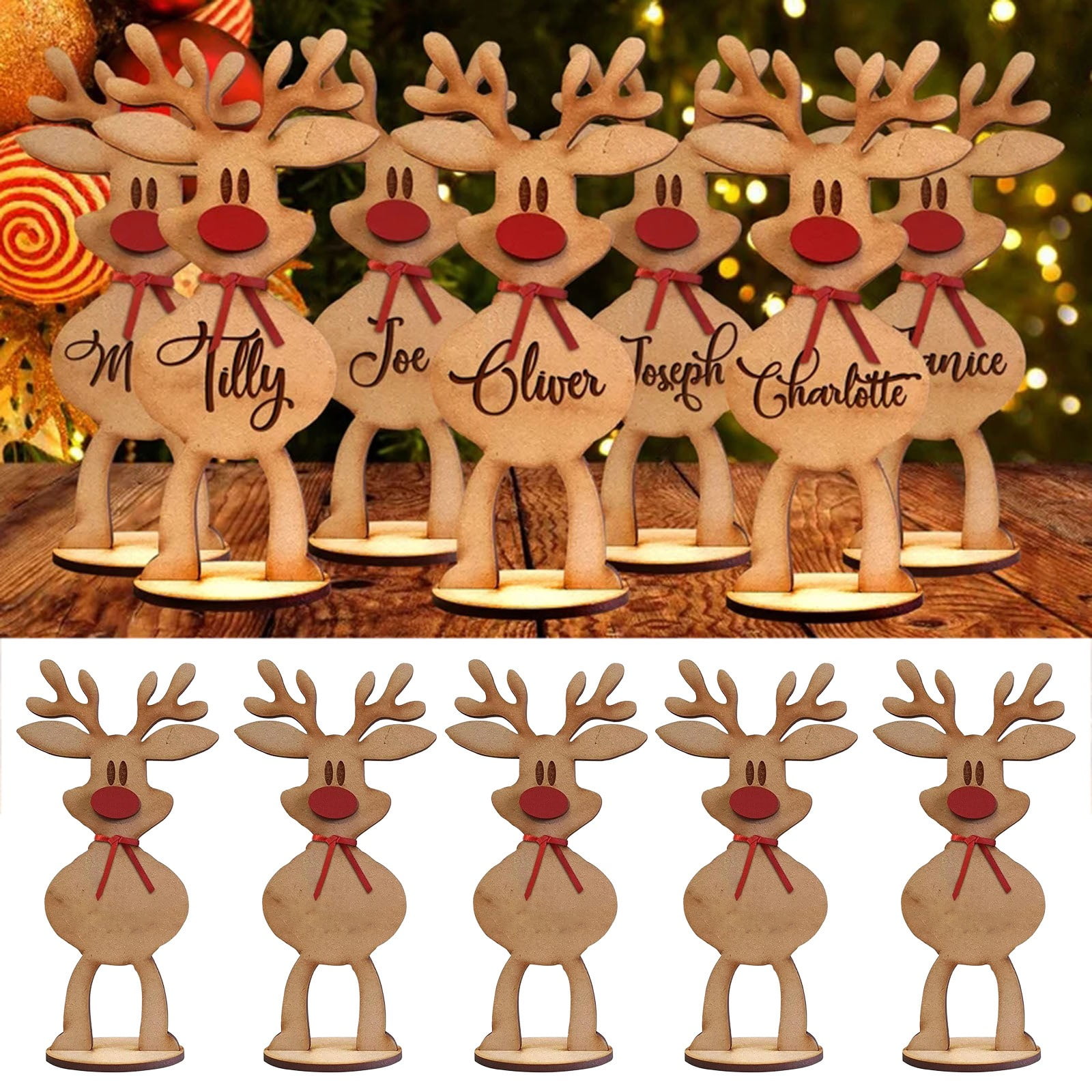 Huayishang Desk Decor Clearance, Personalized Freestanding Reindeeres ...