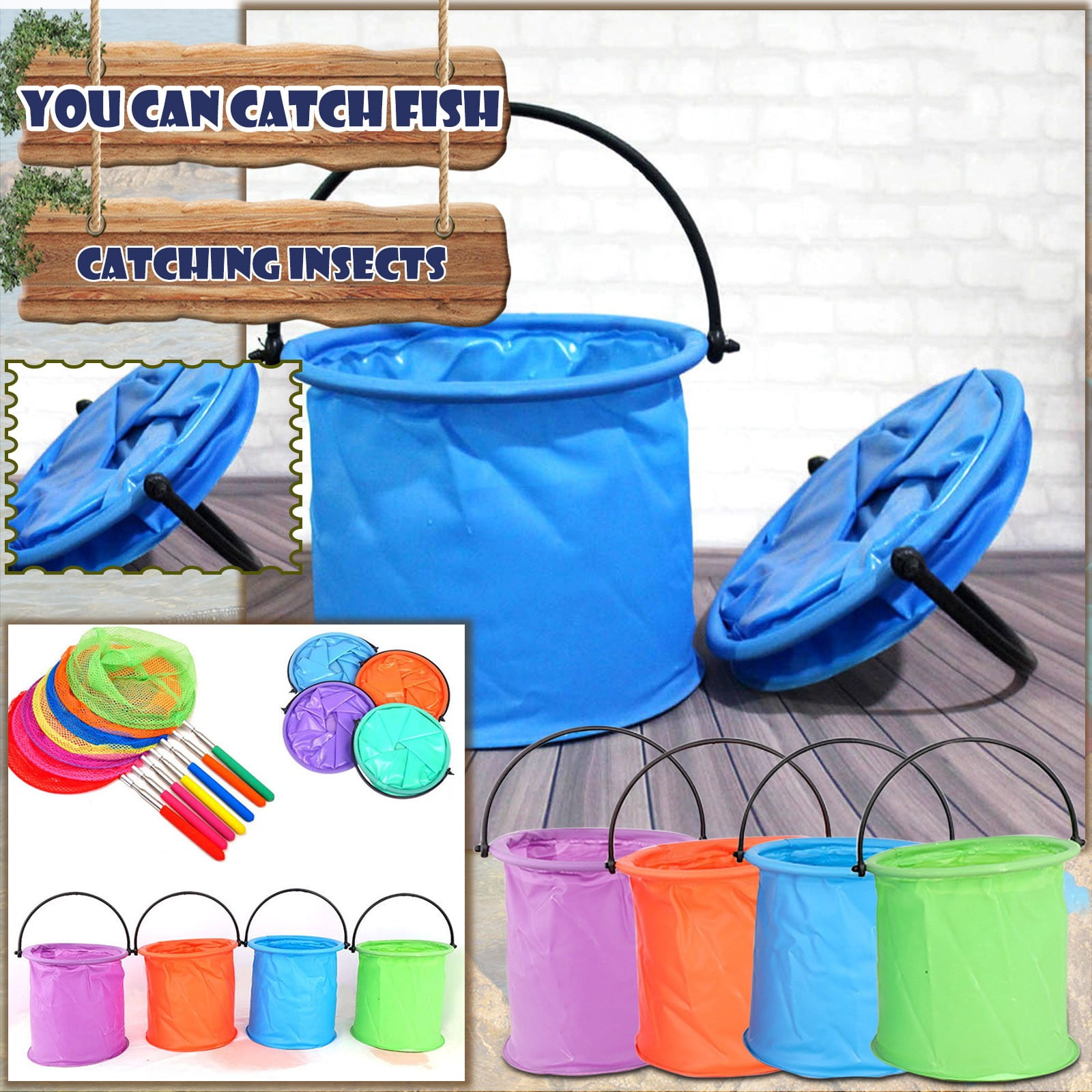 Huayishang Folding Tub Clearance, Retractable Children's Fishing Net ...